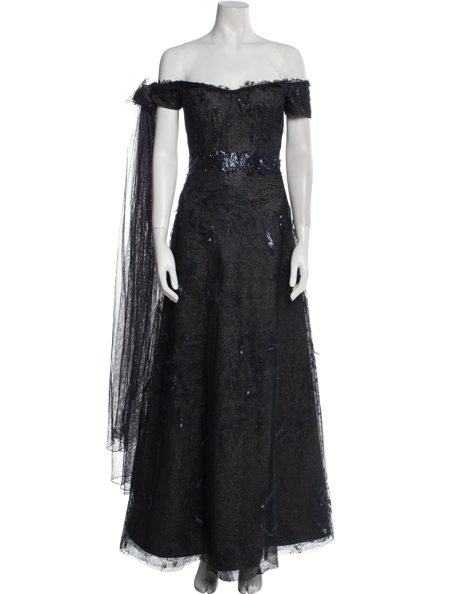 Rene Ruiz Off-The-Shoulder Long Dress - Black Dresses, Clothing ...
