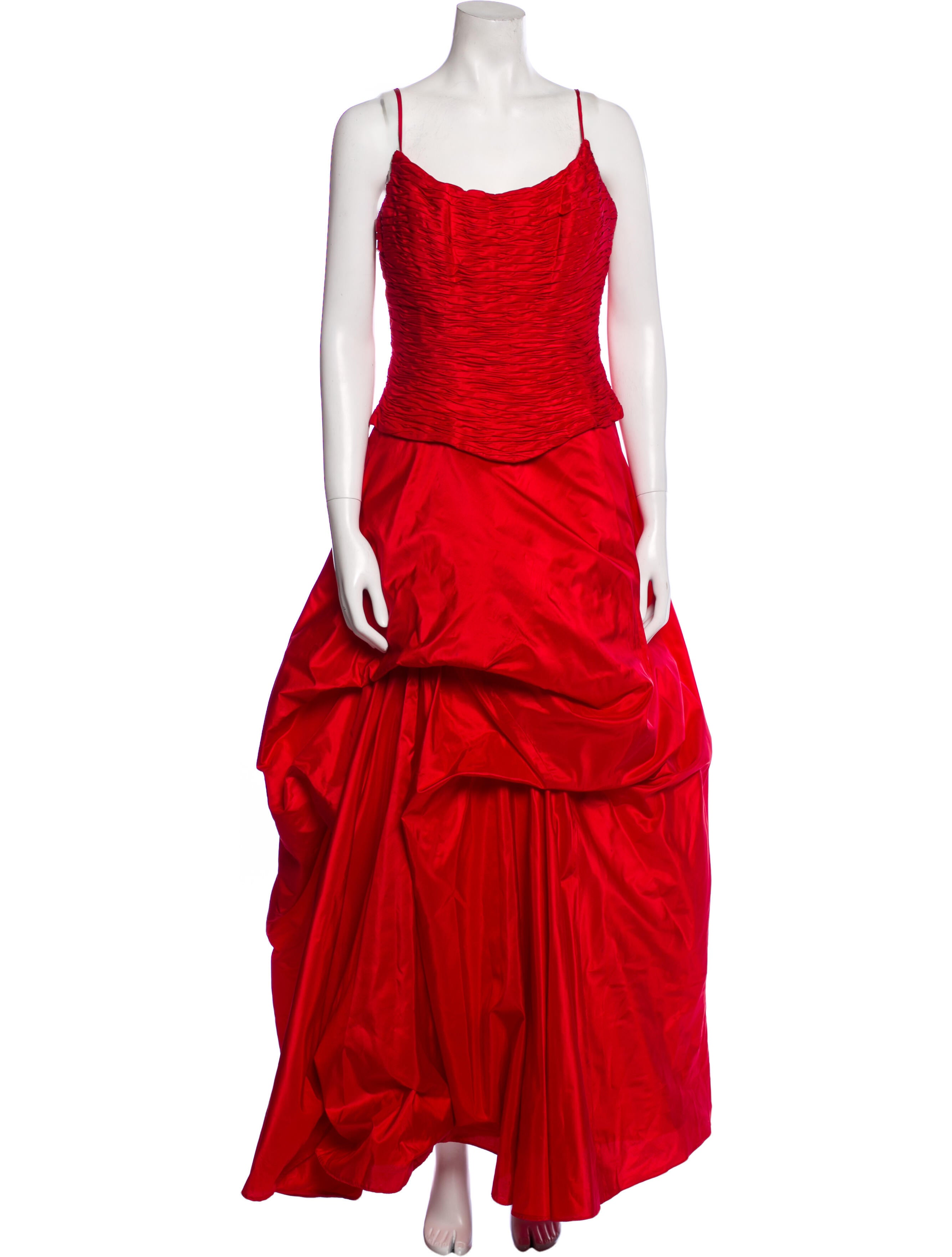 Rose Taft Silk Long Dress - Red Dresses, Clothing - WRTOA20074 | The ...