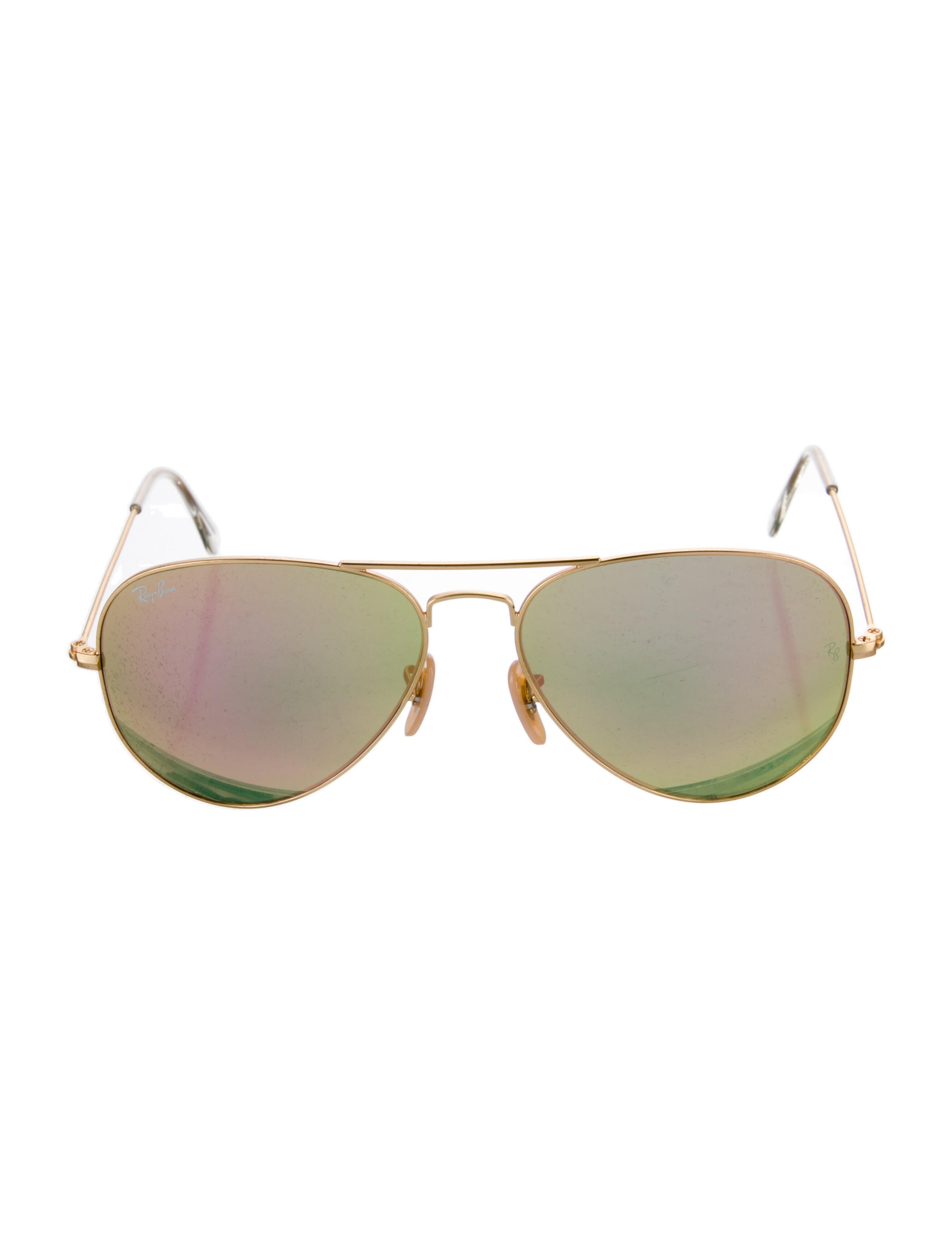 Ray-Ban Mirrored Aviator Aviator Sunglasses w/ Tags - Gold Sunglasses ...