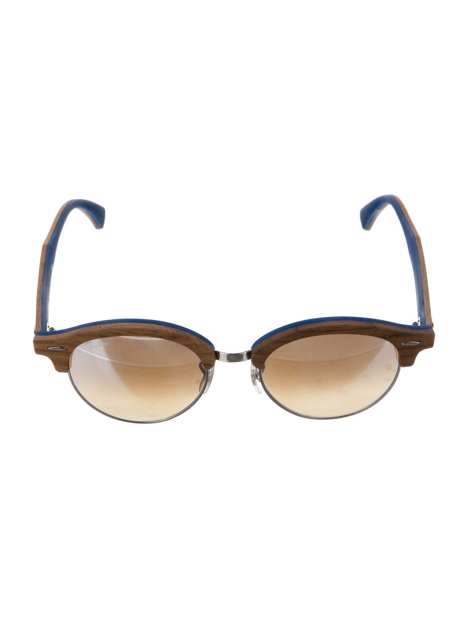 Ray-Ban Clubmaster Wood Edition Round Sunglasses - Blue Sunglasses ...