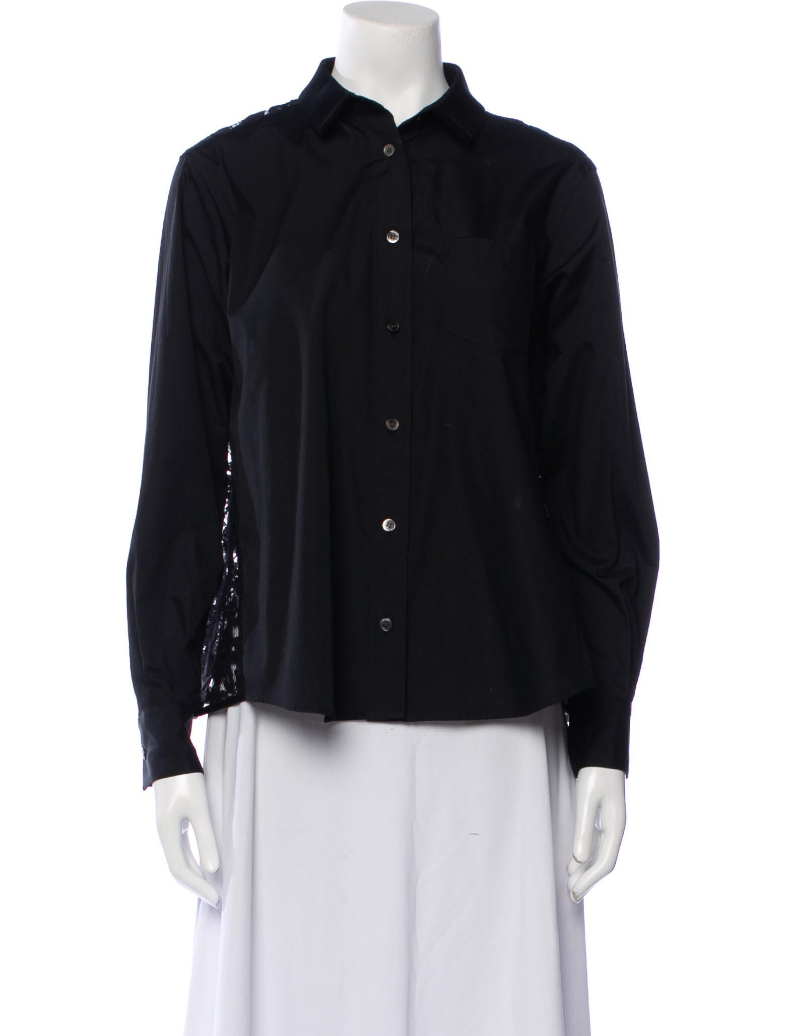Sacai 2016 Long Sleeve Button-Up Top - Black Tops, Clothing - WS133069 ...