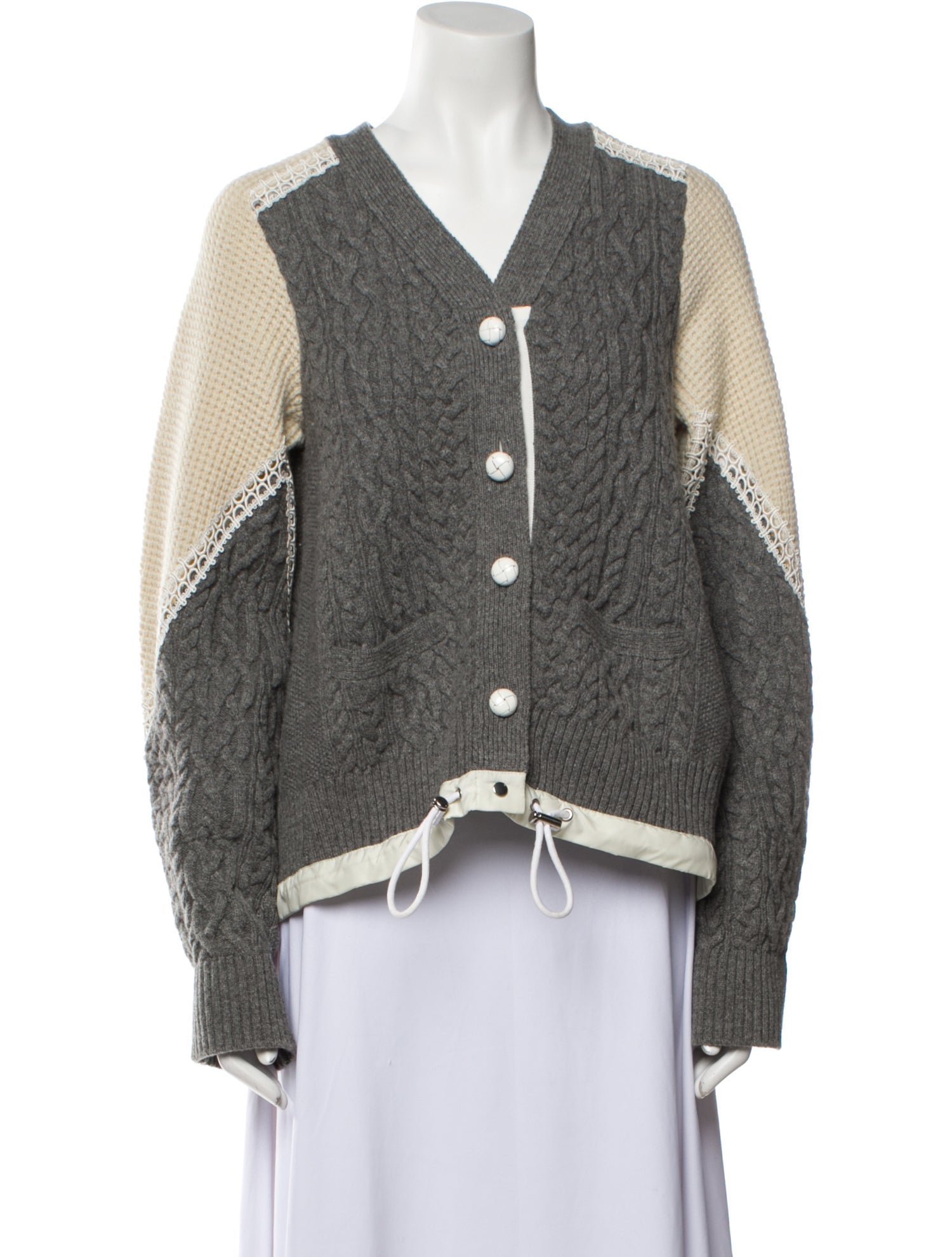 Sacai Printed V-Neck Sweater - Grey Knitwear, Clothing - WS137380 | The ...