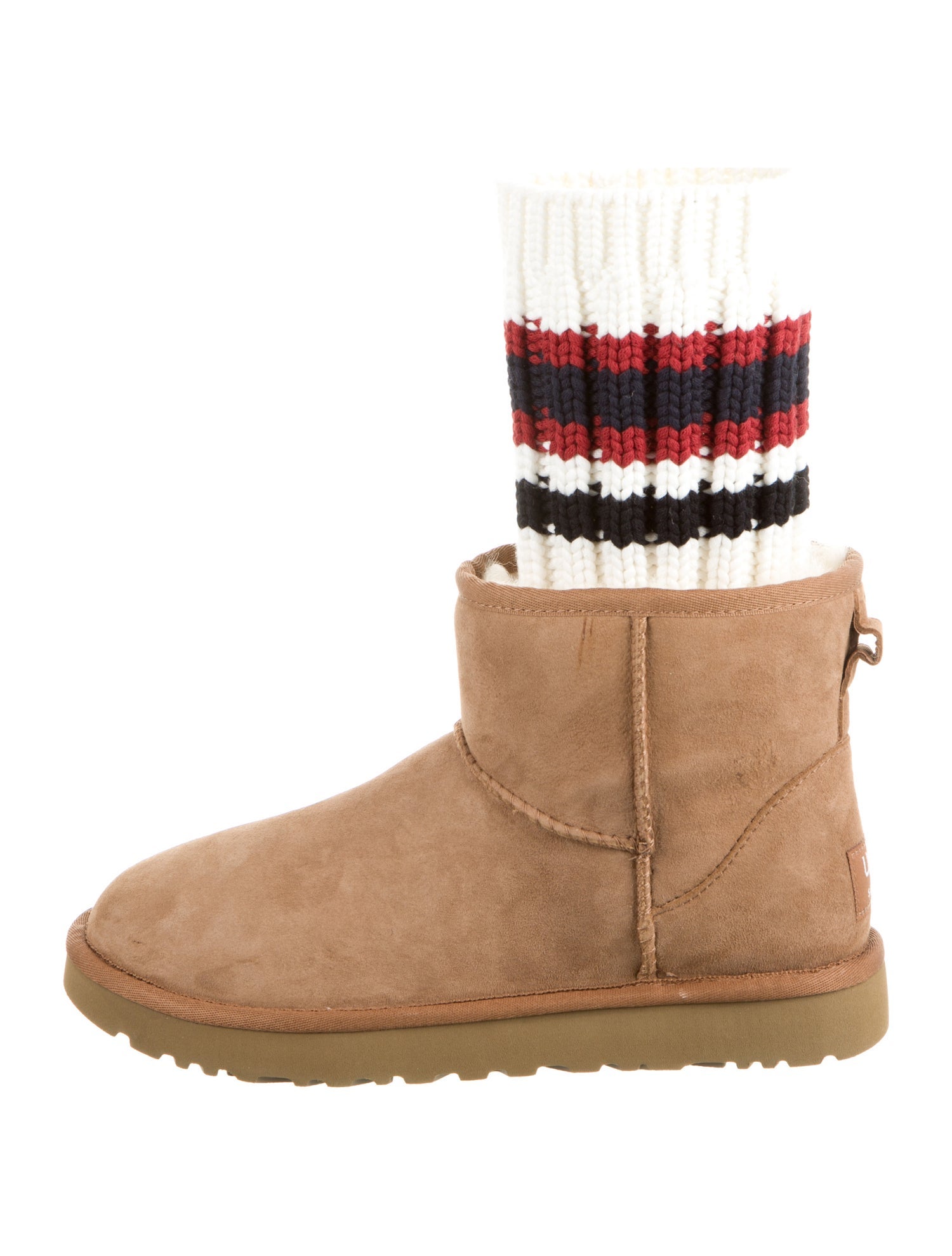 Sacai x Ugg Suede Striped Sock Boots - Neutrals Boots, Shoes - WS139699 ...