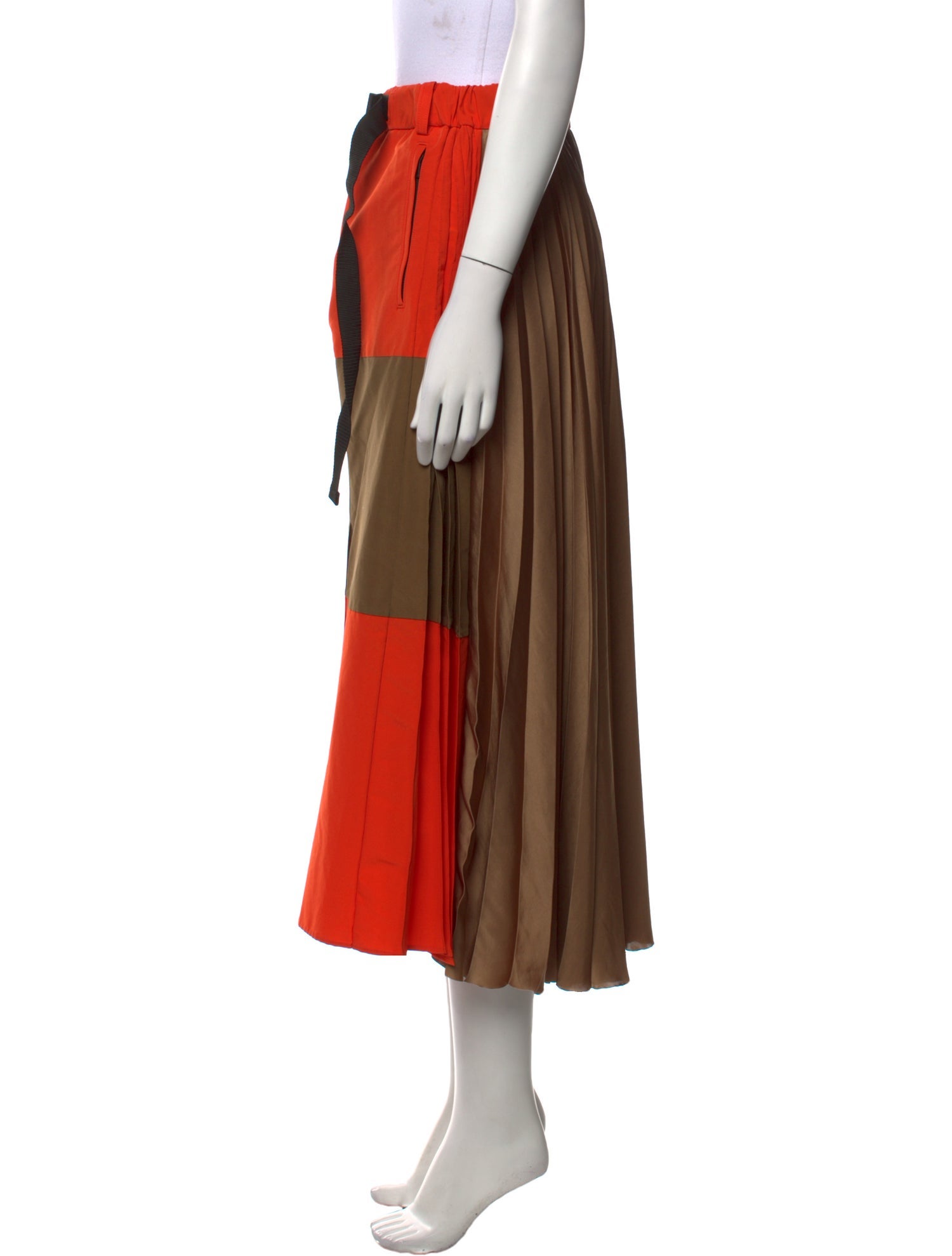 Sacai Colorblock Pattern Midi Length Skirt - Orange Skirts, Clothing ...
