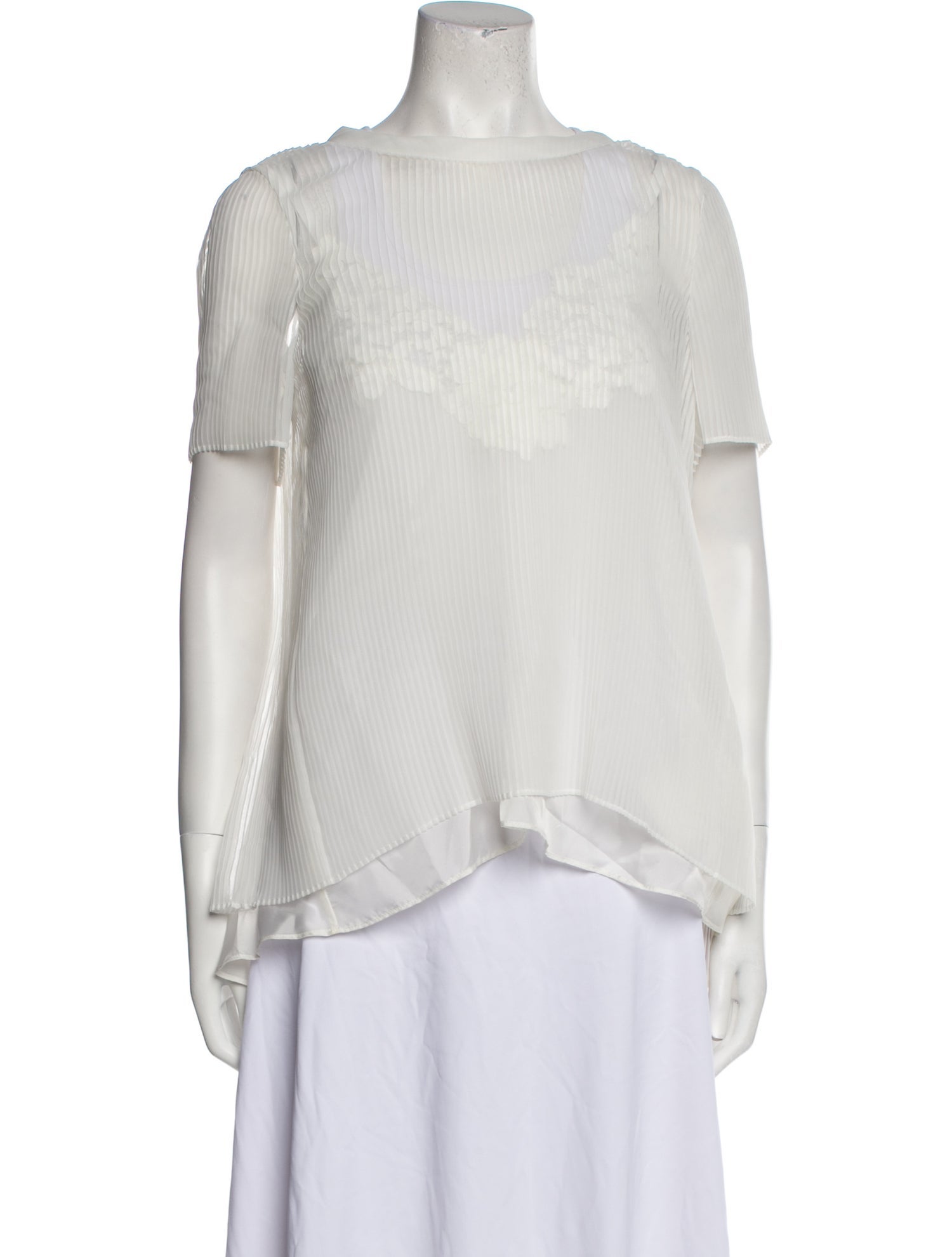 Sacai Bateau Neckline Short Sleeve Top w/ Tags - White Tops, Clothing ...