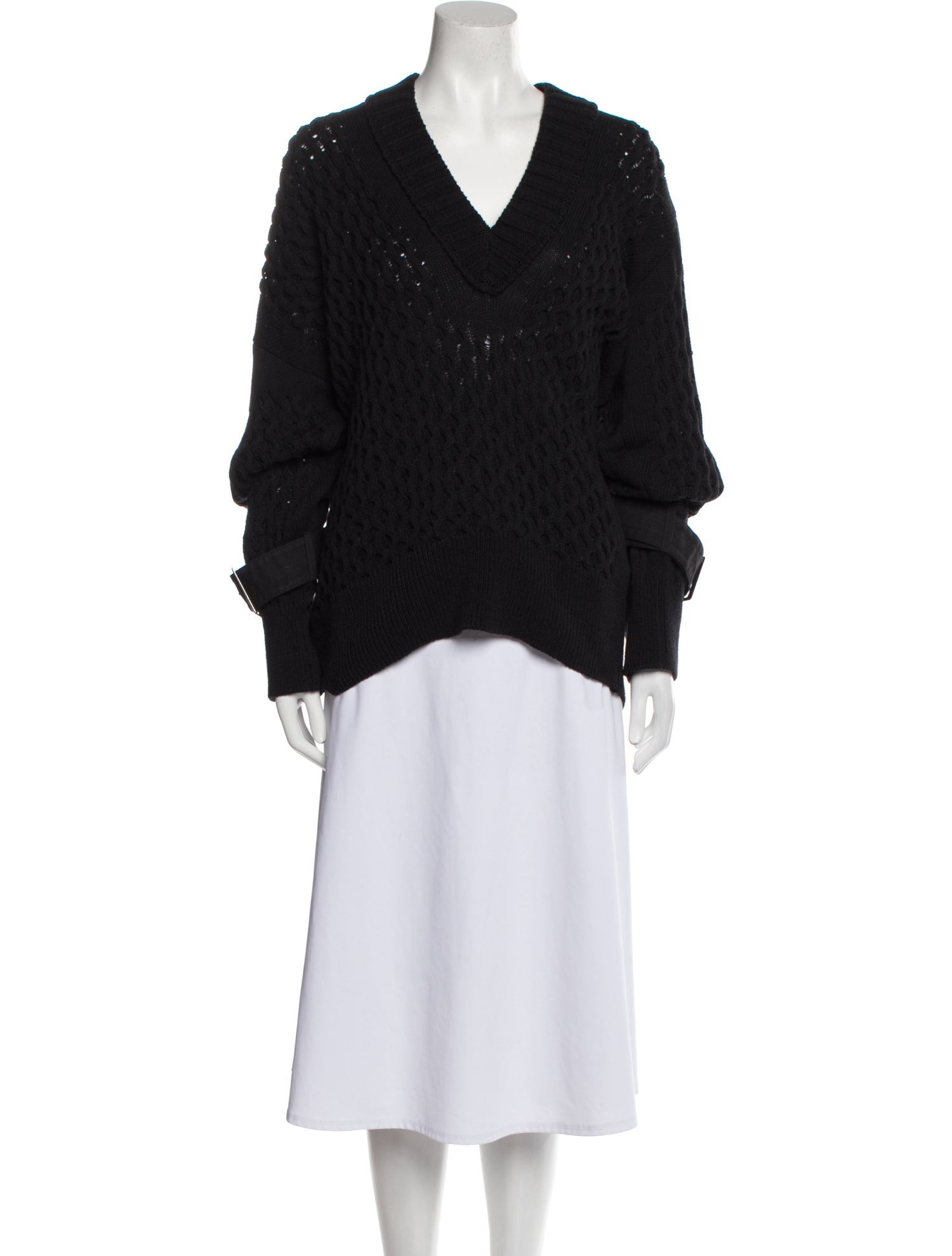 Sacai V-Neck Sweater - Black Knitwear, Clothing - WS141299 | The RealReal