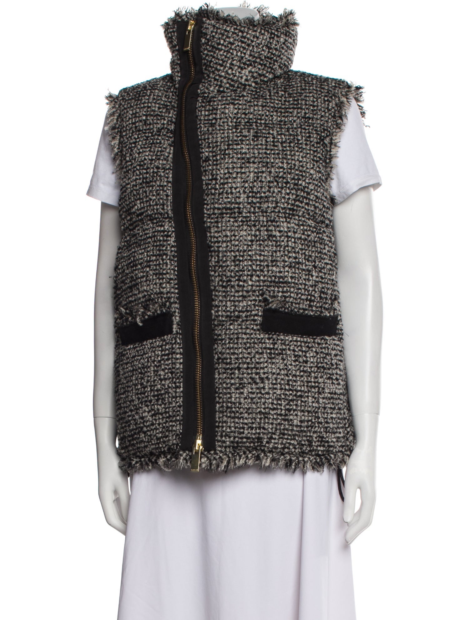 Sacai Wool Tweed Pattern Vest - Black Jackets, Clothing - WS141544 ...