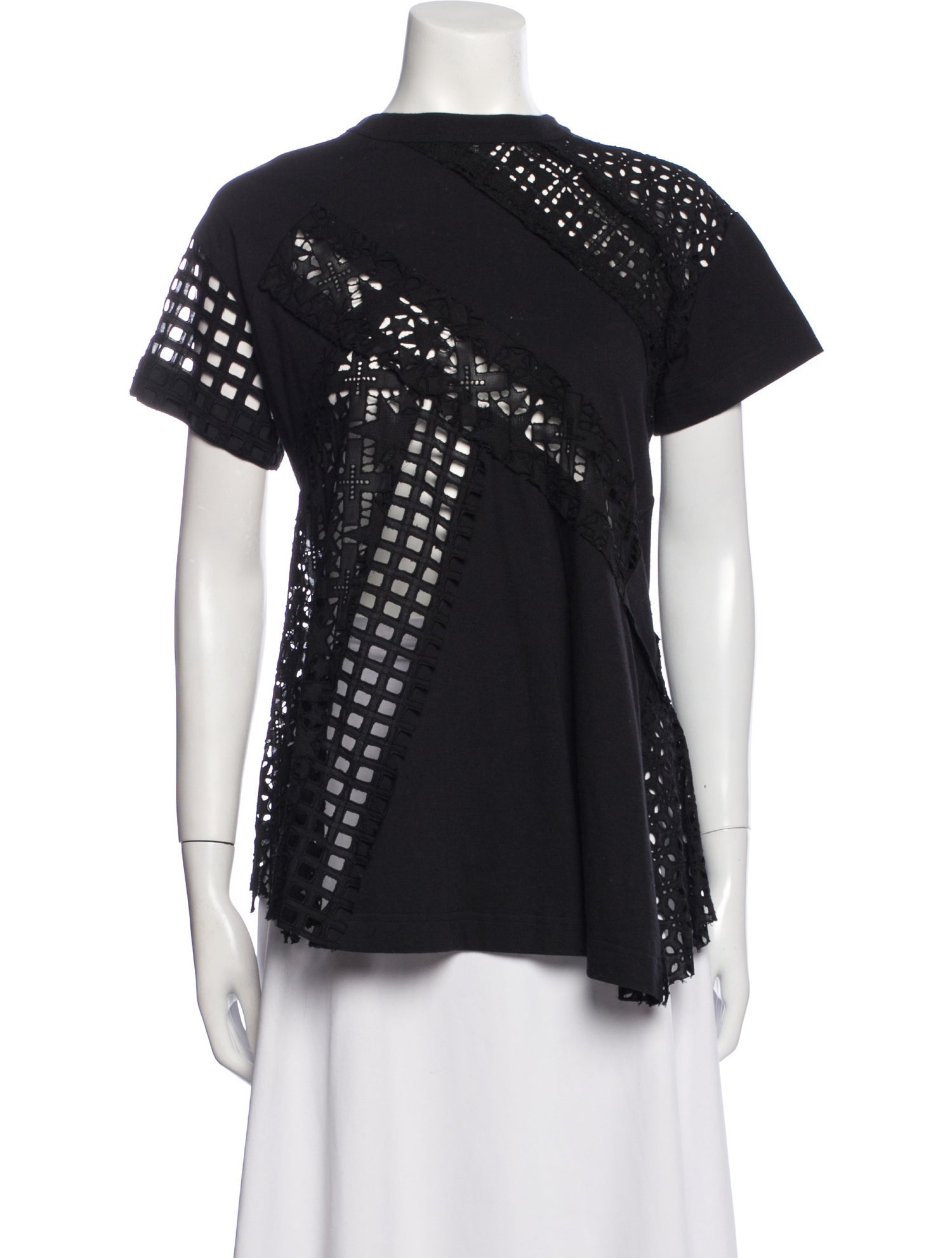 Sacai Bateau Neckline Short Sleeve Top w/ Tags - Black Tops, Clothing ...