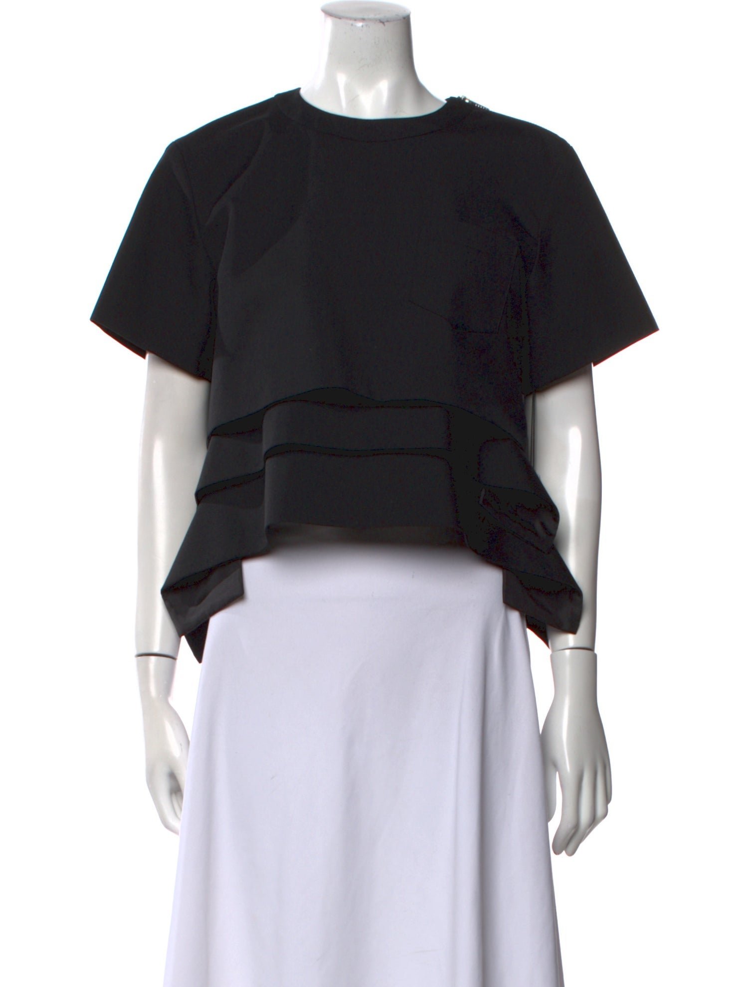 Sacai Wool Crew Neck Crop Top w/ Tags - Black Tops, Clothing - WS143443 ...