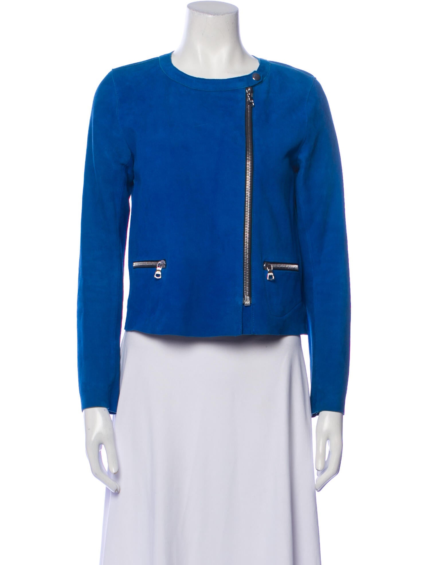 Sandro Leather Biker Jacket - Blue Jackets, Clothing - WS2114187 | The ...