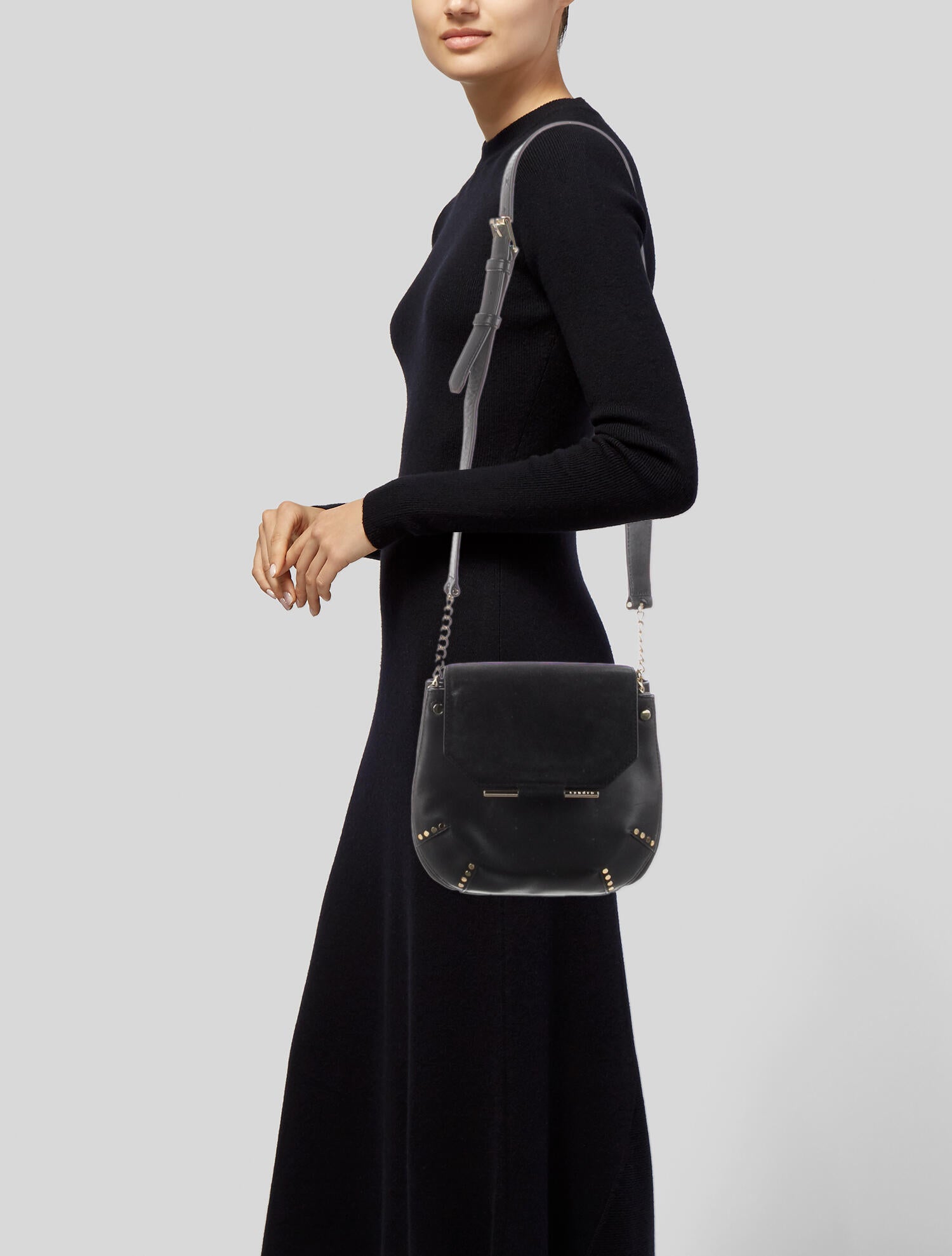 Sandro Leather Suede Crossbody Bag - Black Shoulder Bags, Handbags ...