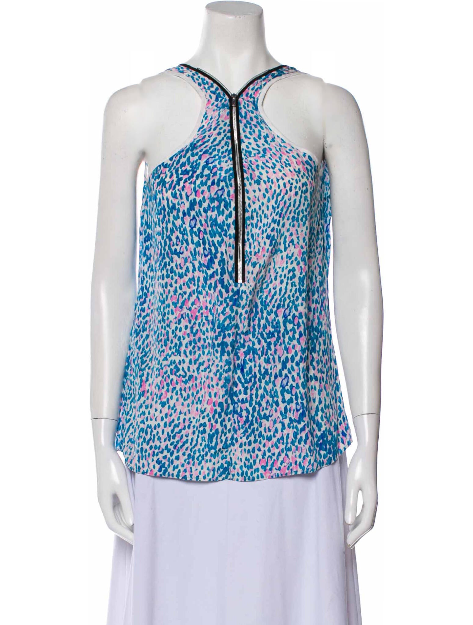 Sandro Stripe Print Short Sleeve Top - Blue Tops, Clothing - WS226363 ...