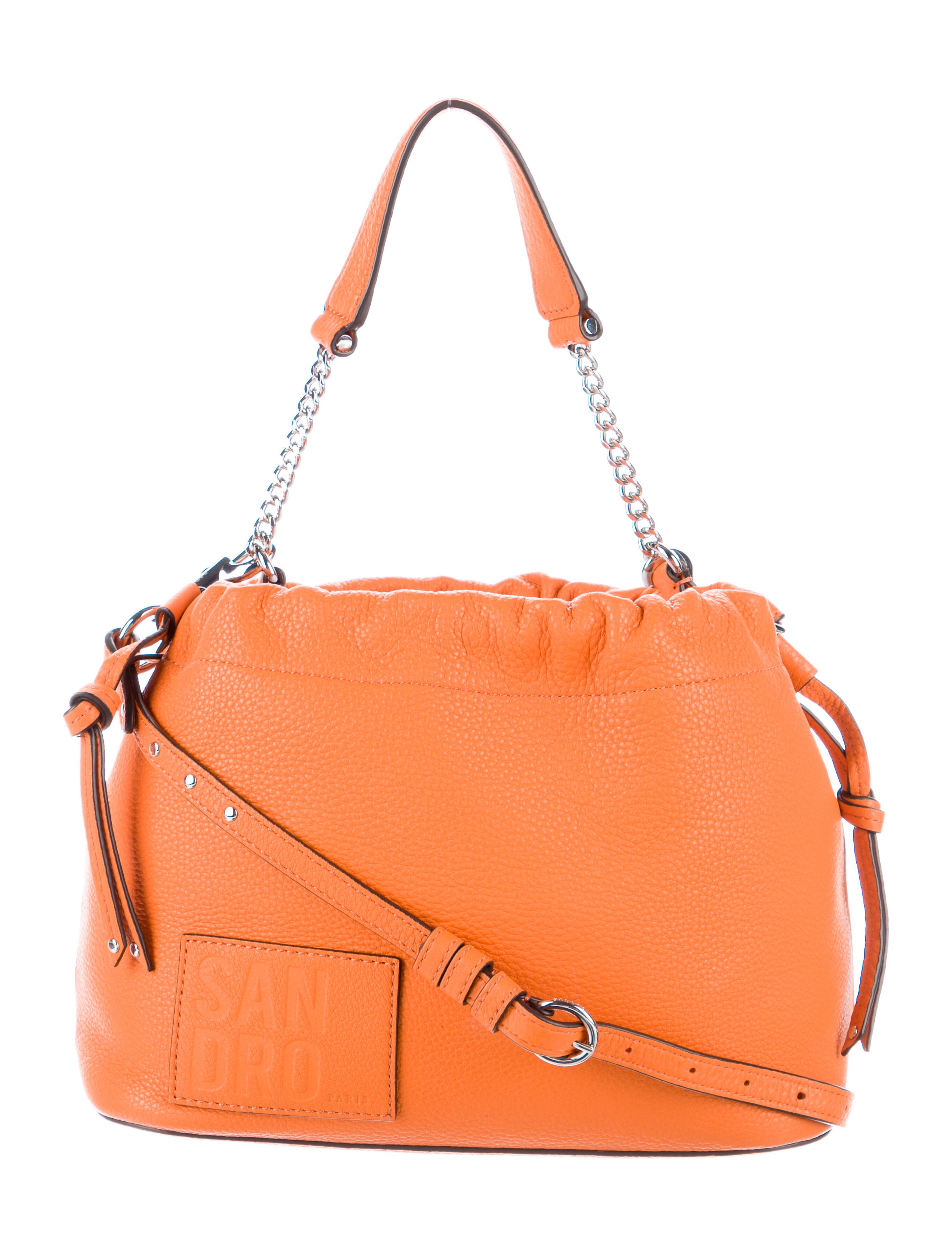 Sandro Leather Shoulder Bag - Orange Shoulder Bags, Handbags ...