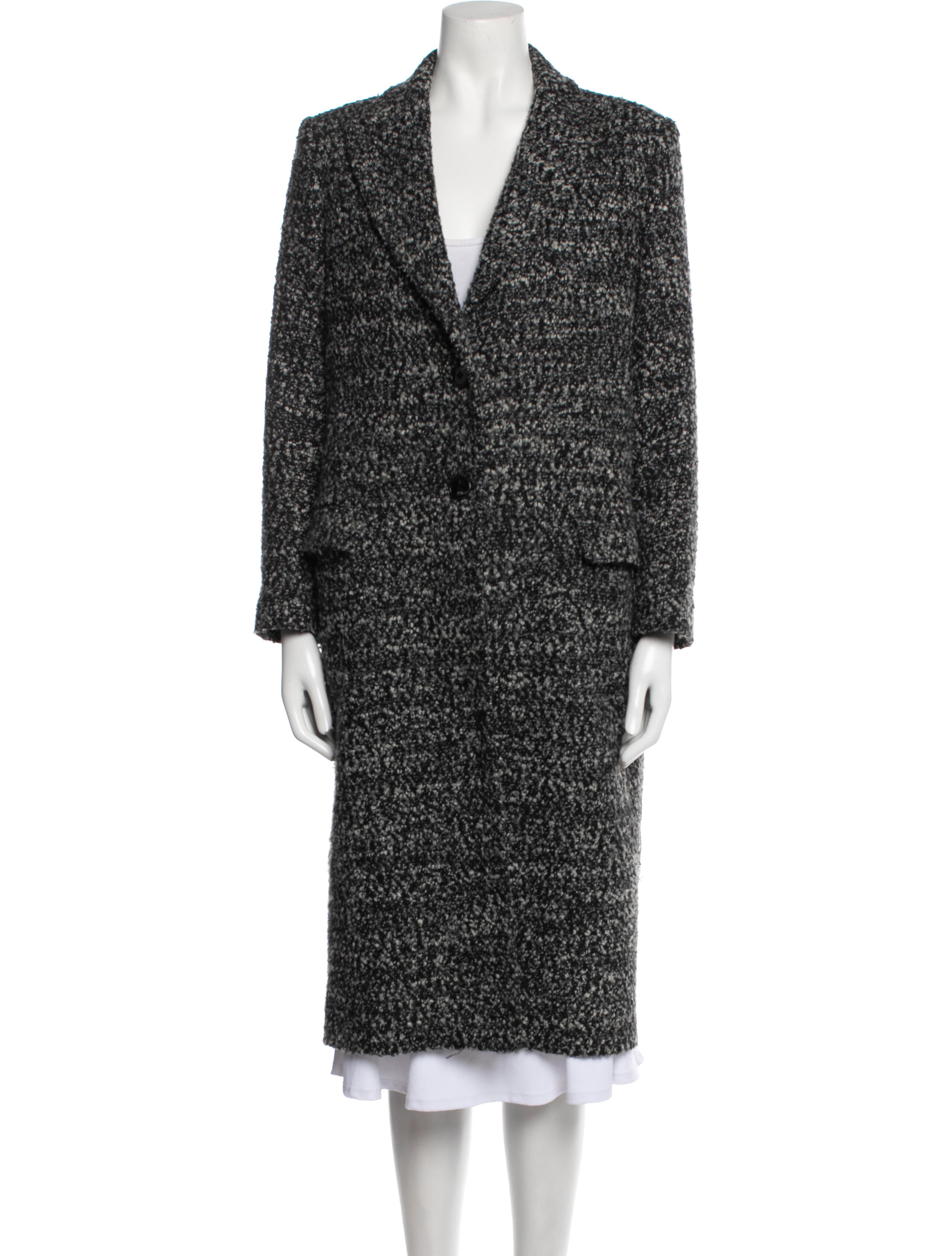 Sandro Tweed Pattern Faux Fur Coat - Grey Coats, Clothing - WS2122965 ...