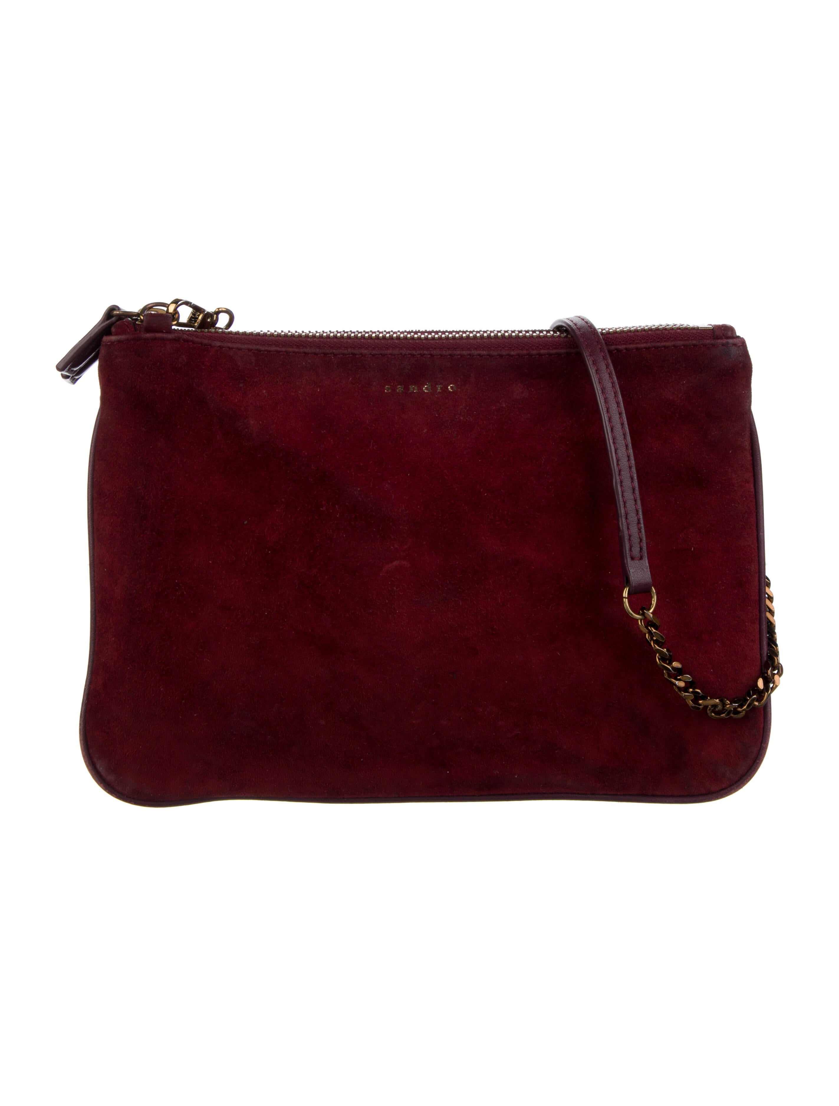 Sandro Leather Trim Double Saddle Shoulder Bag - Burgundy Shoulder Bags ...
