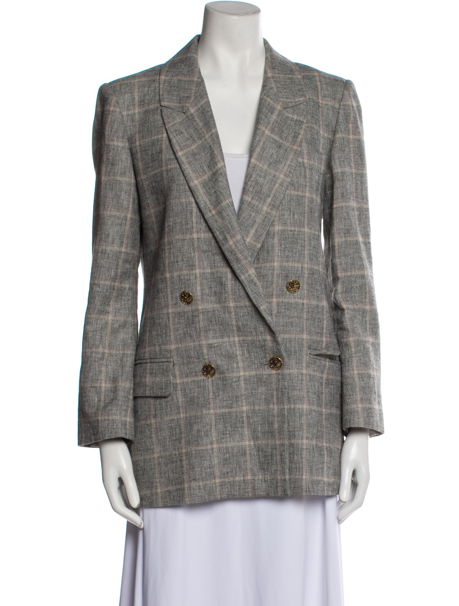 Sandro Plaid Print Blazer - Grey Jackets, Clothing - WS2142288 | The ...