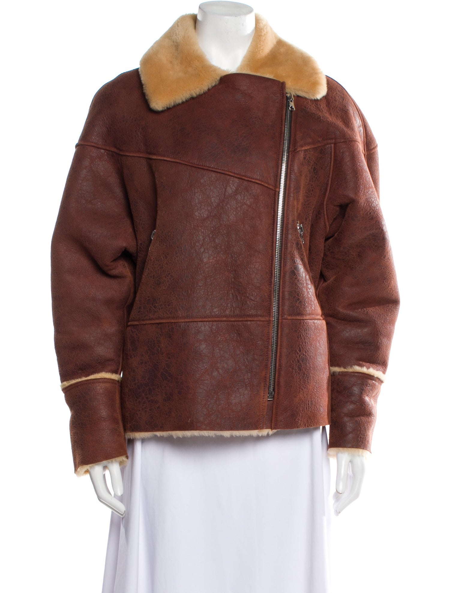 Sandro Shearling Fur Jacket - Brown Jackets, Clothing - WS2146623 | The ...