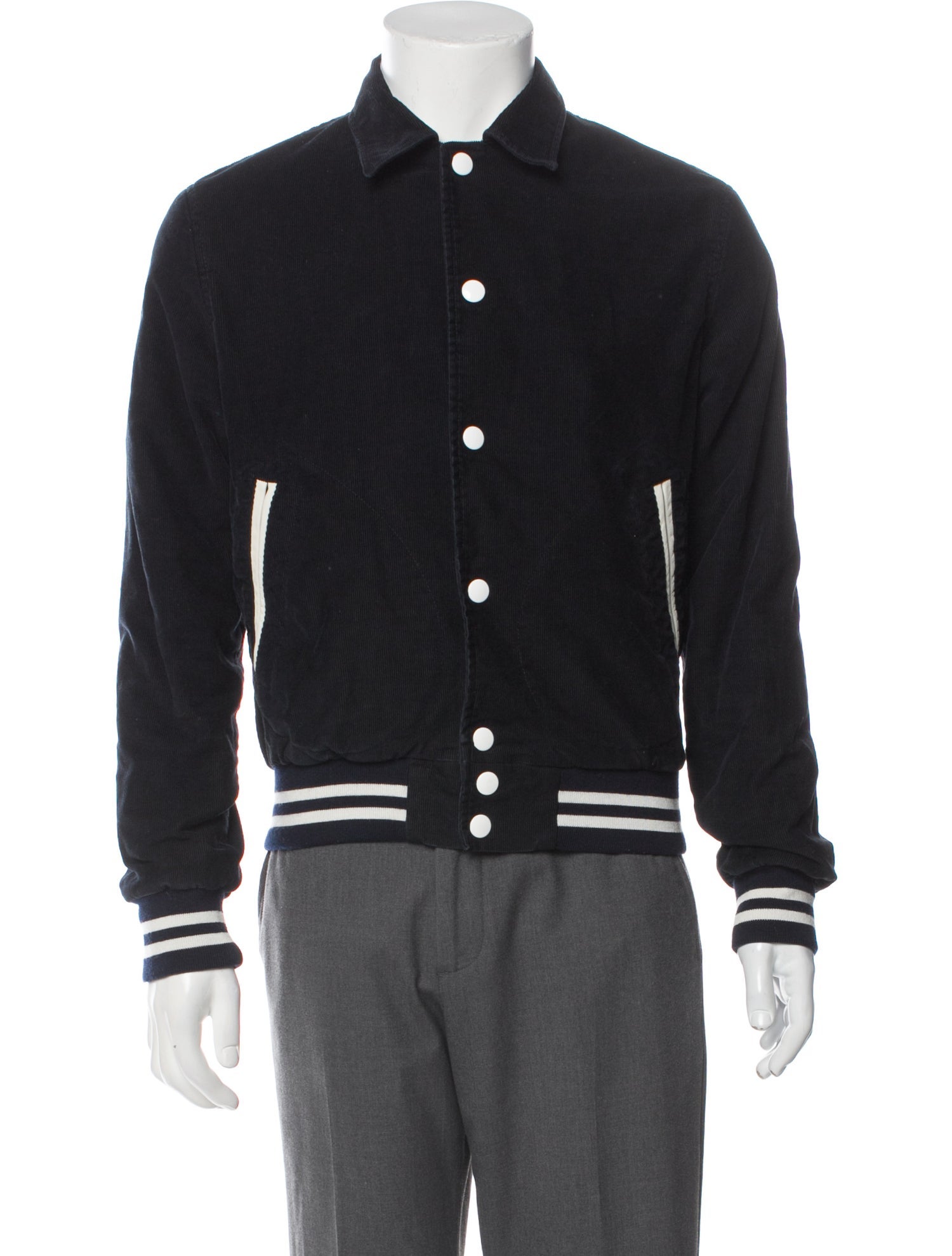 Sandro Striped Varsity Jacket - Blue Outerwear, Clothing - WS2146803 ...