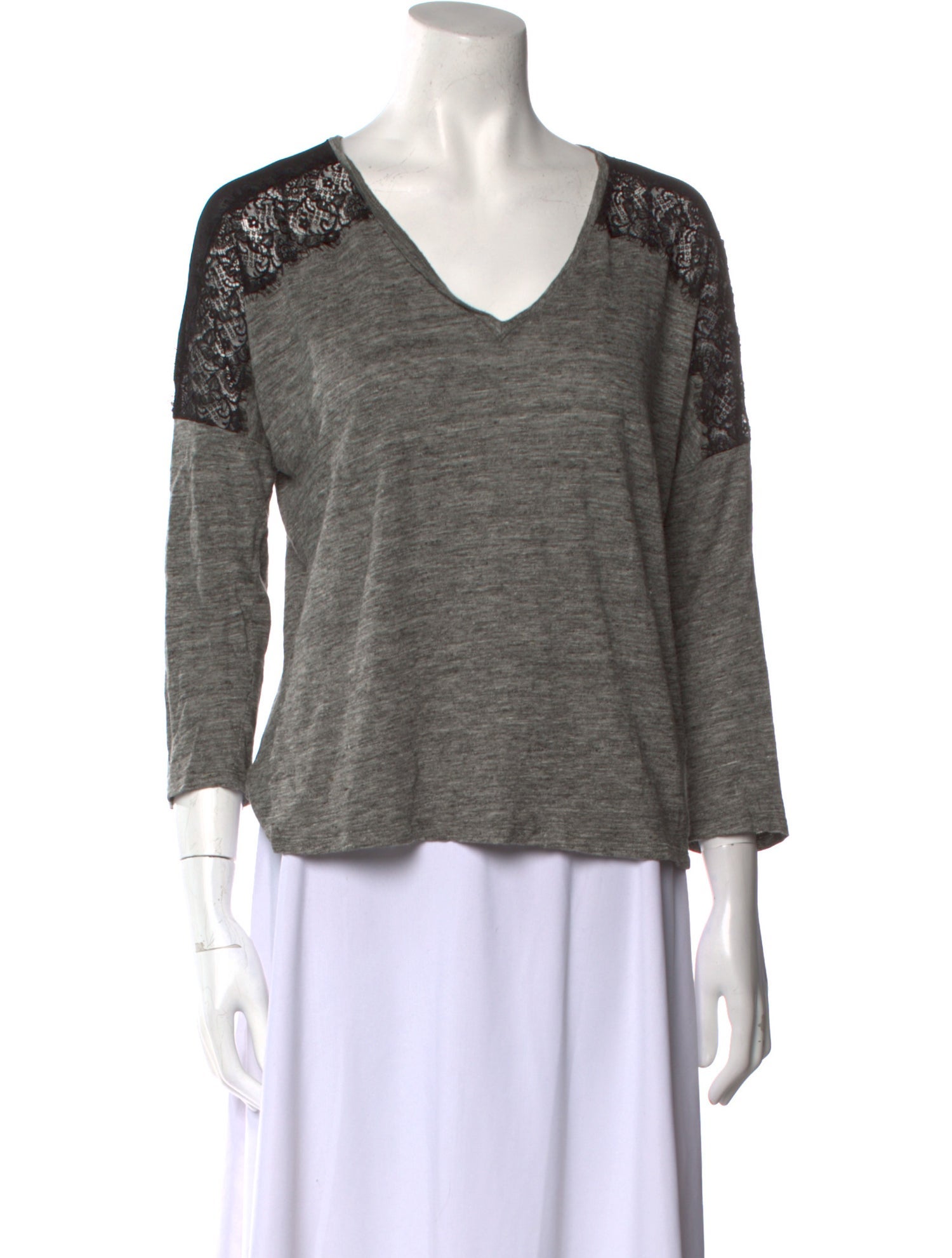 Pleats Please Issey Miyake V-Neck Three-Quarter Sleeve Crop Top - Grey ...