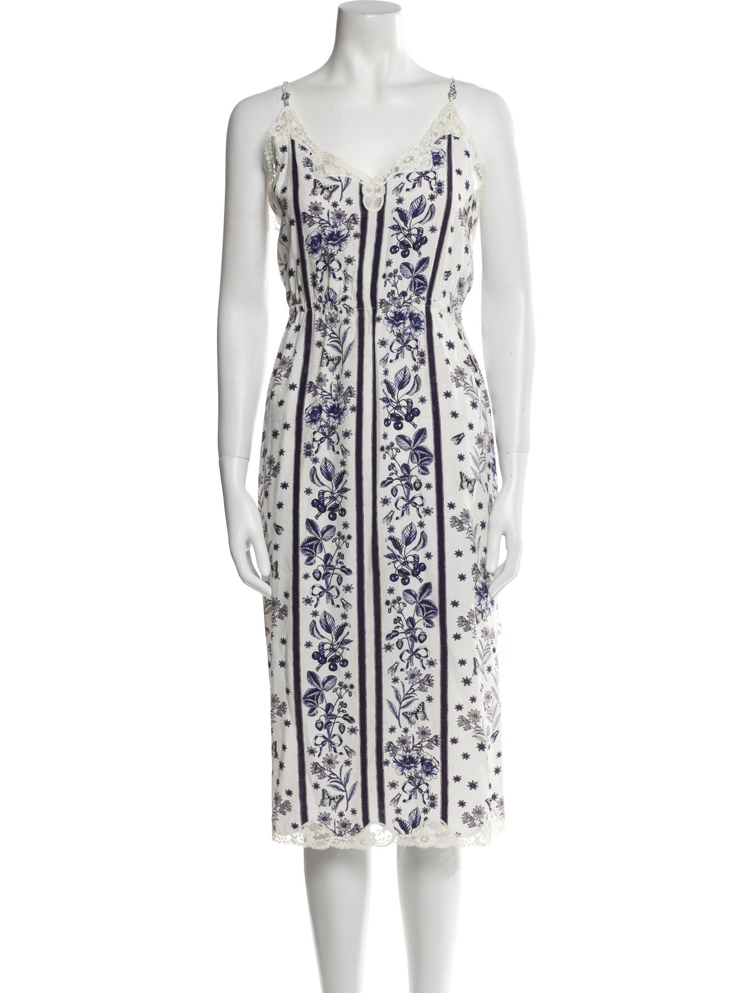 Sandro Floral Print Midi Length Dress - Blue Dresses, Clothing ...