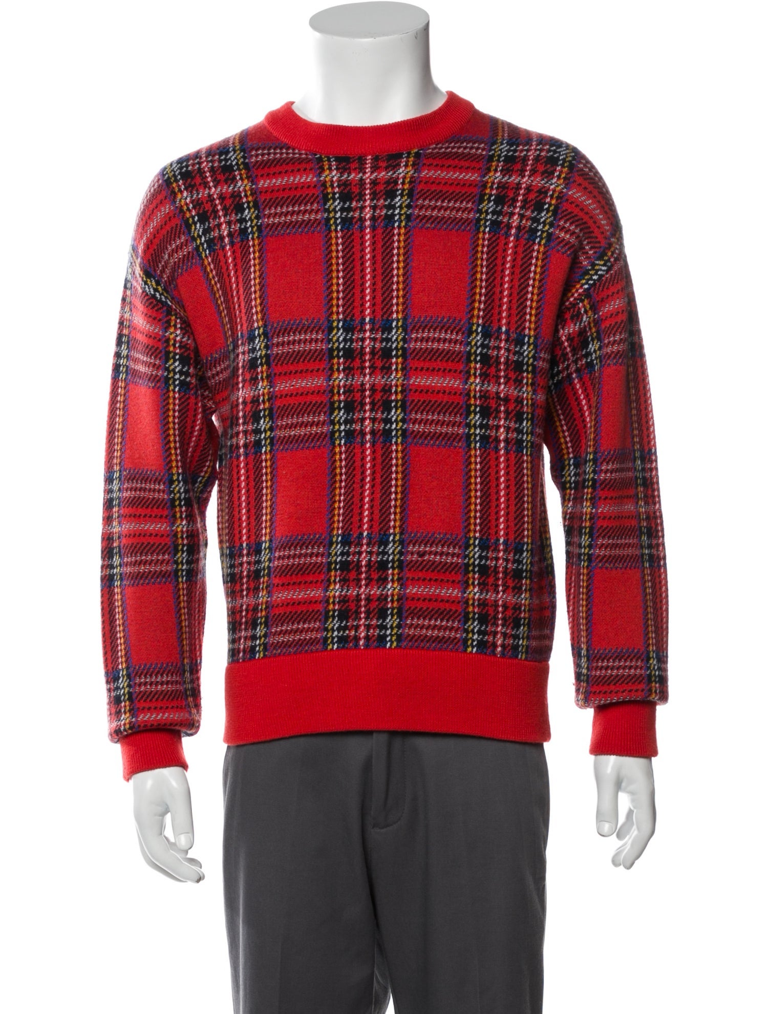 Sandro Plaid Print Crew Neck Pullover - Red Sweaters, Clothing ...