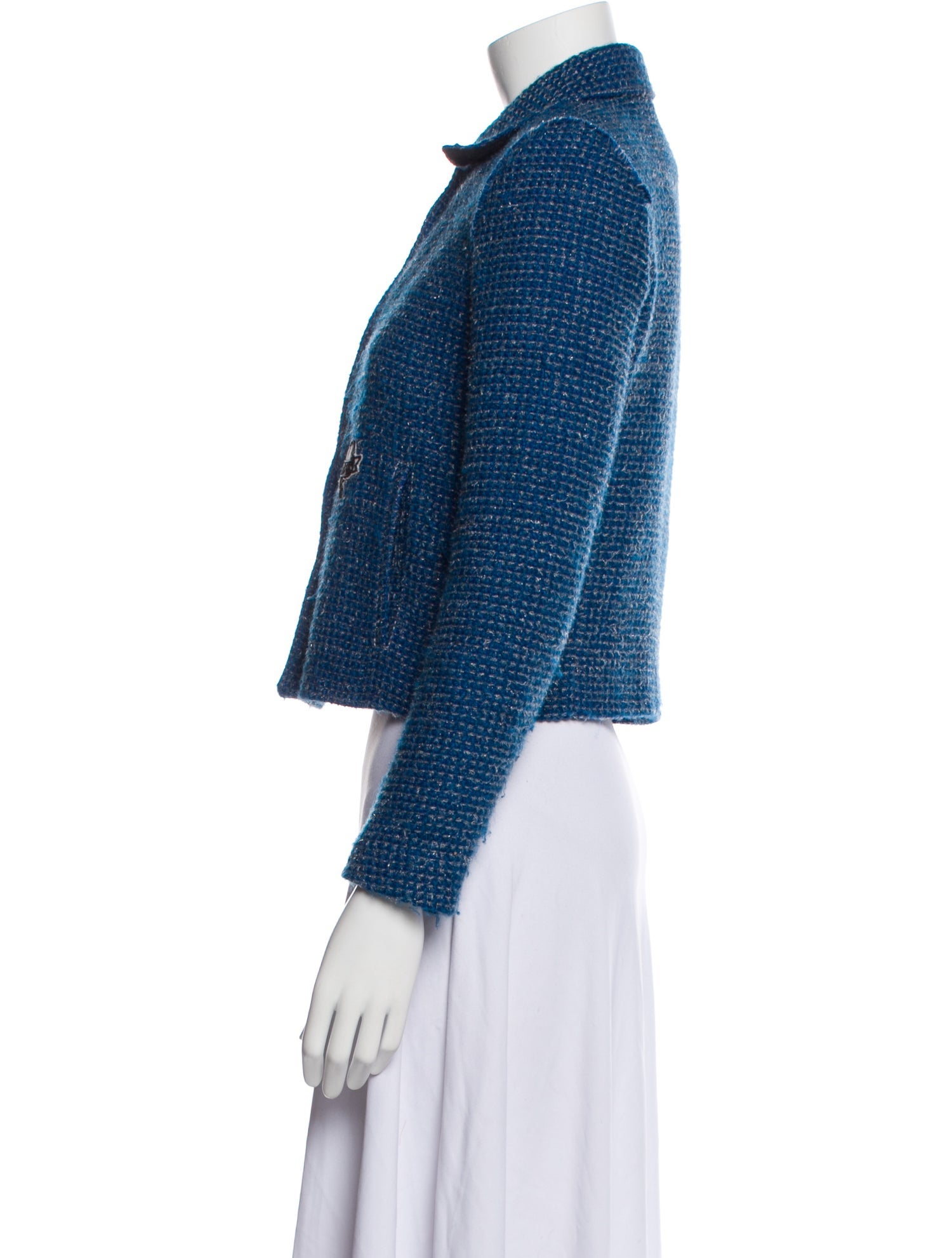 Sandro Tweed Pattern Evening Jacket - Blue Jackets, Clothing ...