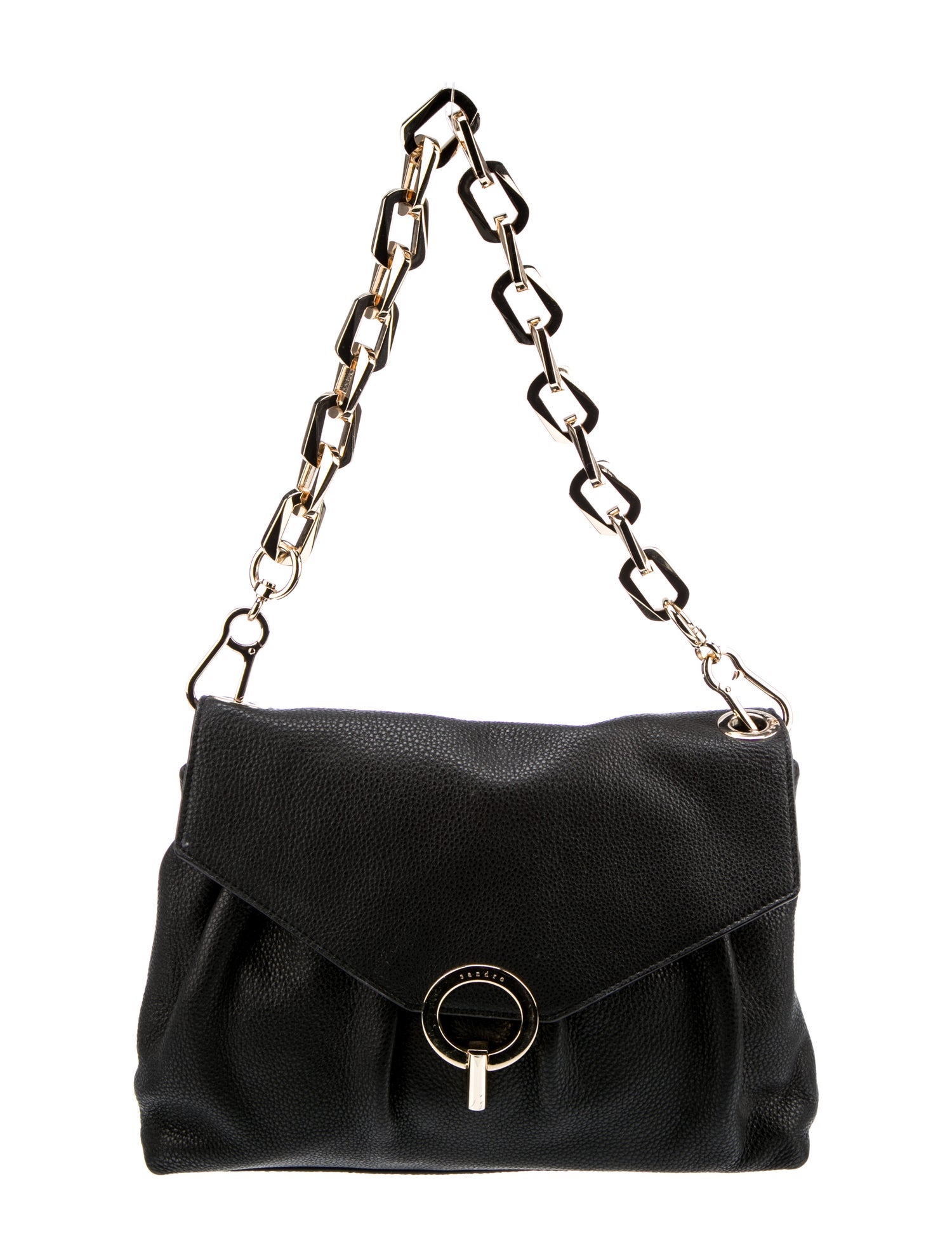 Sandro Leather Chain Shoulder Bag - Black Shoulder Bags, Handbags ...
