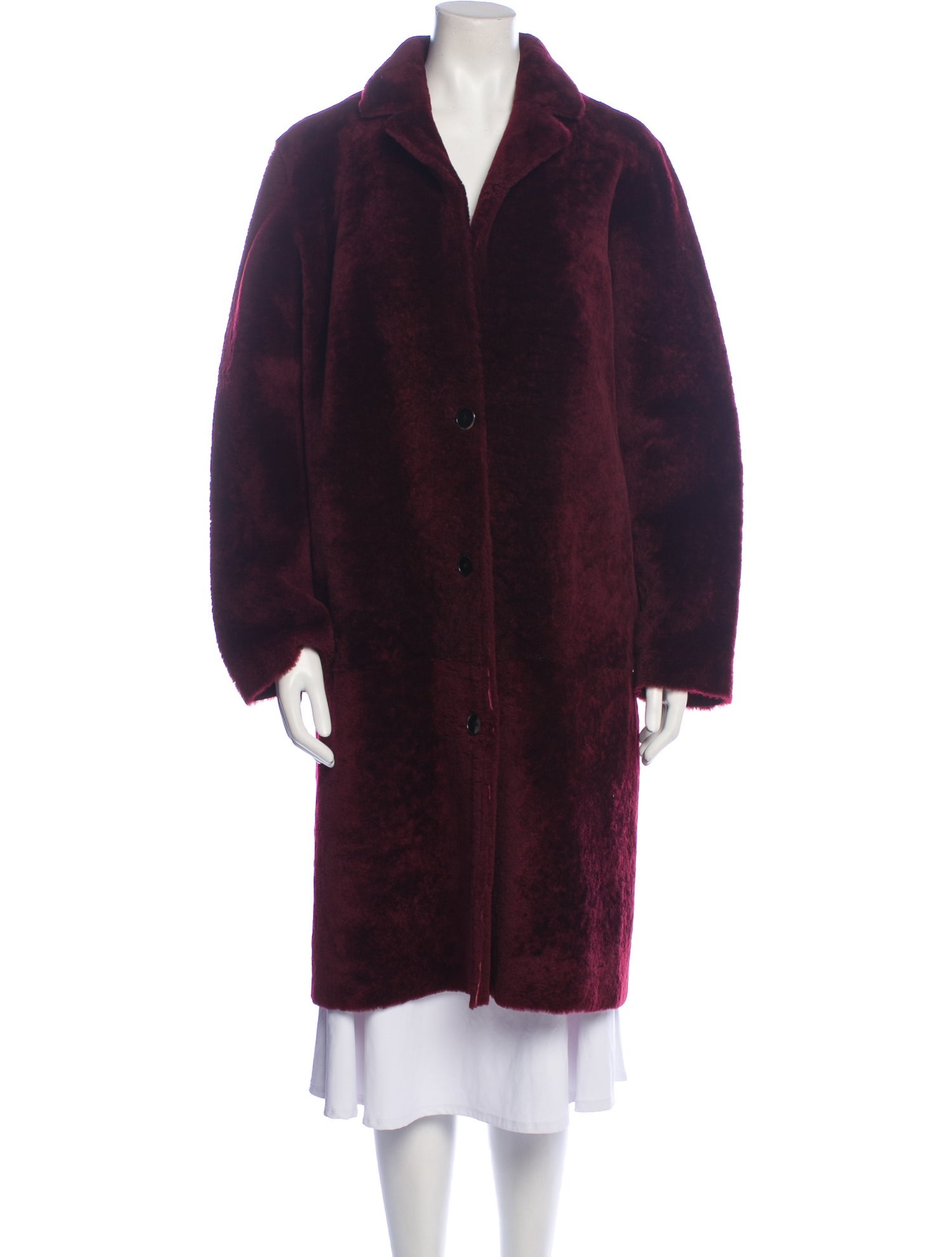 Sandro Lamb Fur Fur Coat - Burgundy Coats, Clothing - WS2156380 | The ...