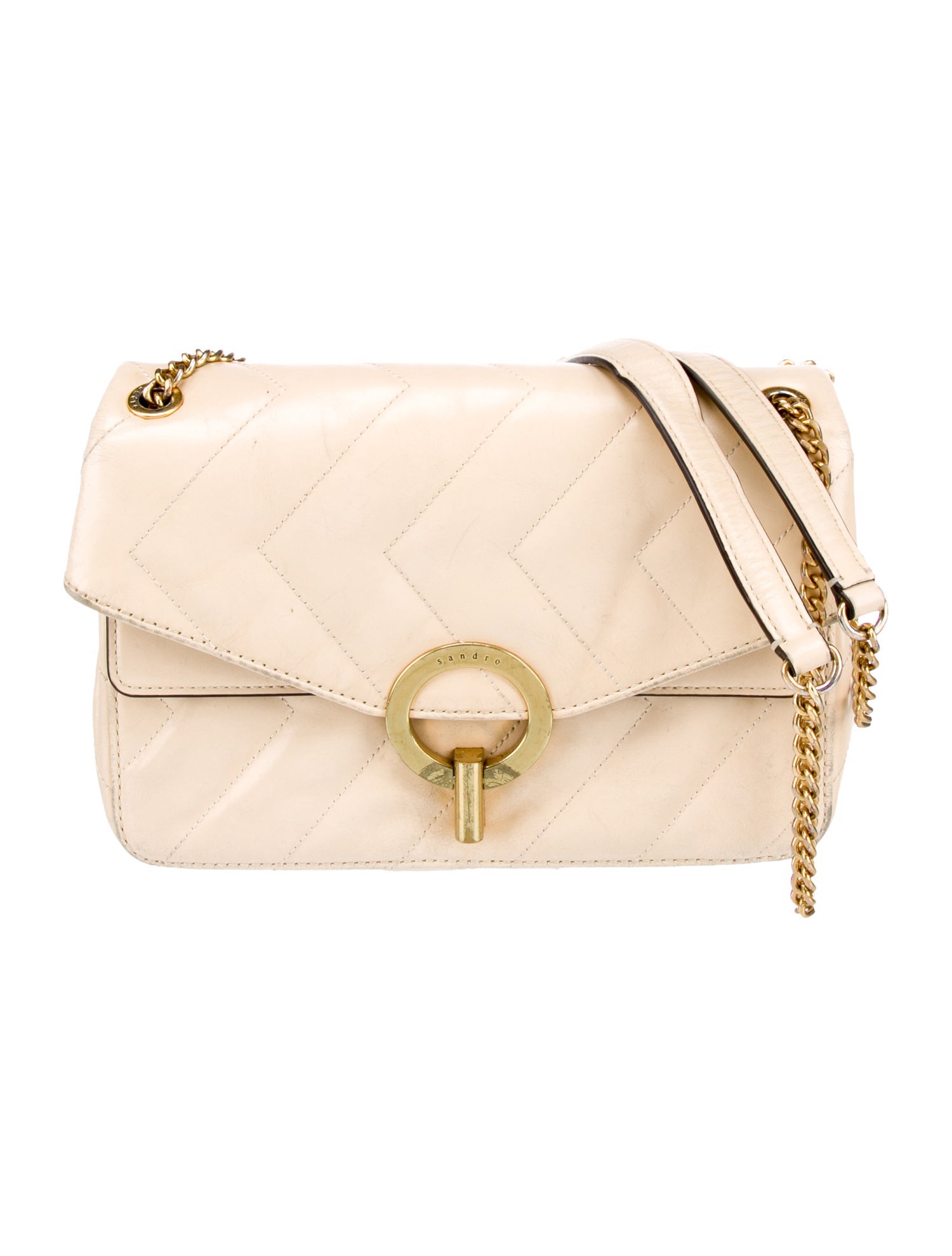 Sandro Leather Shoulder Bag - Neutrals Shoulder Bags, Handbags ...
