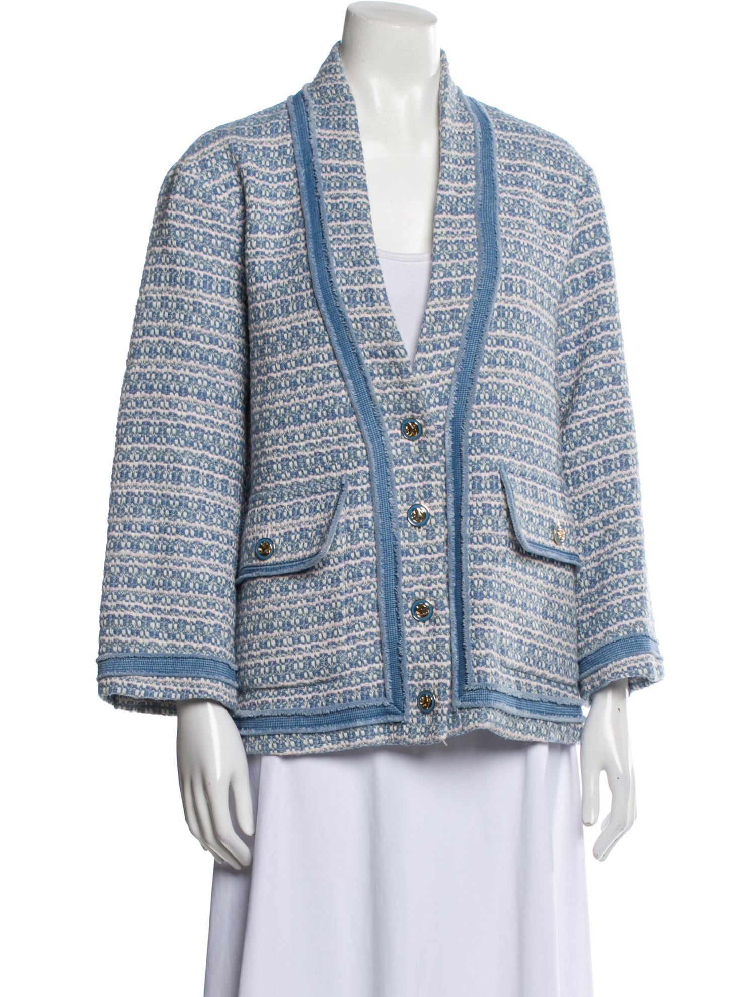 Sandro Tweed Pattern Jacket - Blue Jackets, Clothing - WS2161081 | The ...