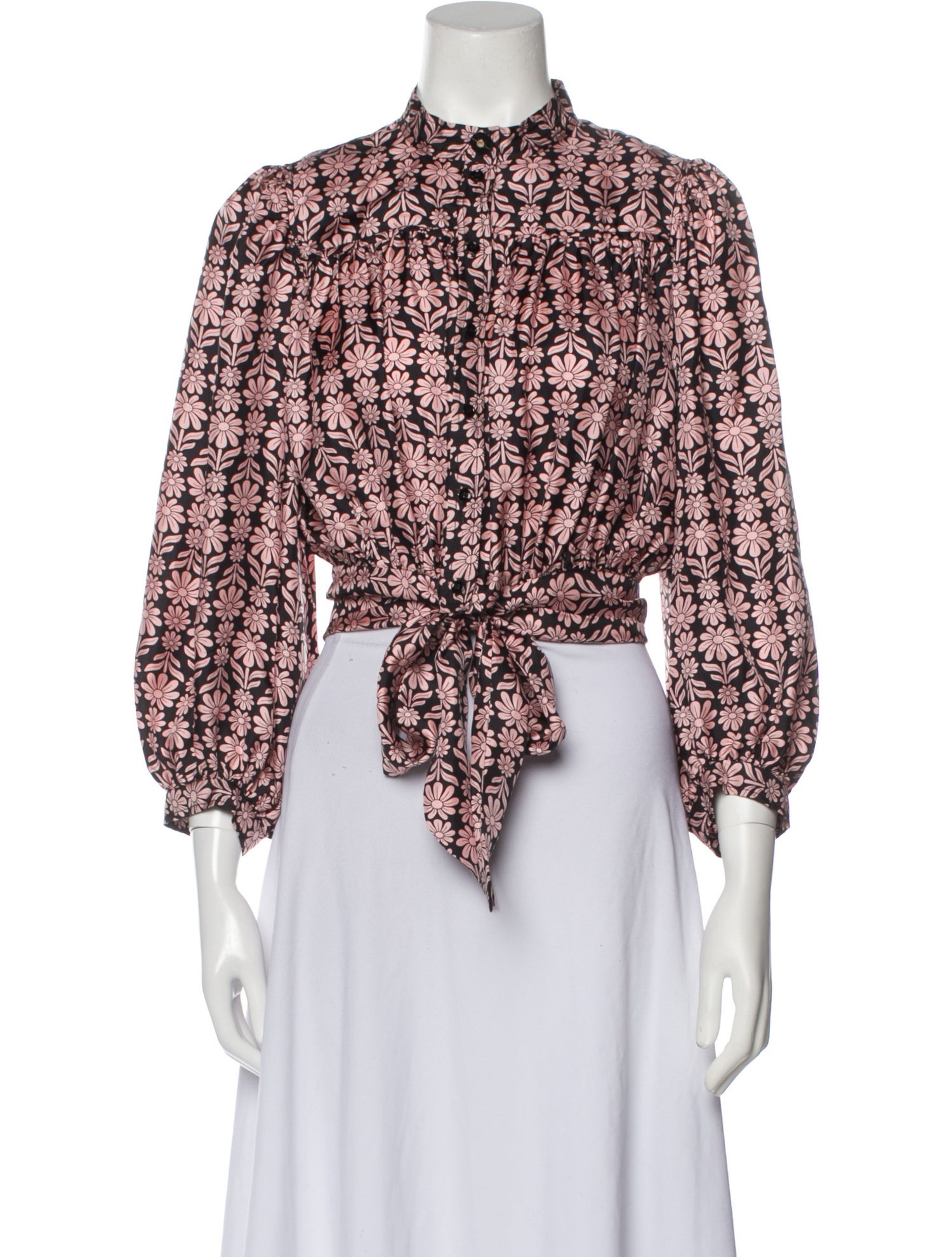 Sandro Silk Floral Print Crop Top - Pink Tops, Clothing - WS2162070 ...