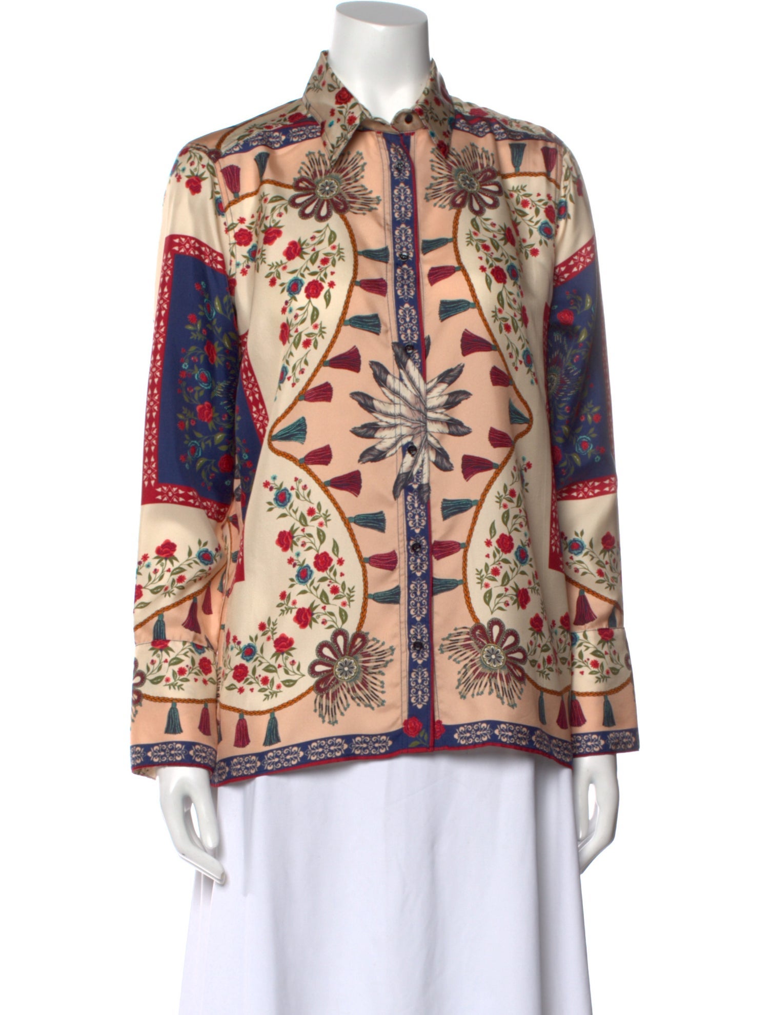 Sandro Silk Floral Print Button-Up Top - Neutrals Tops, Clothing ...