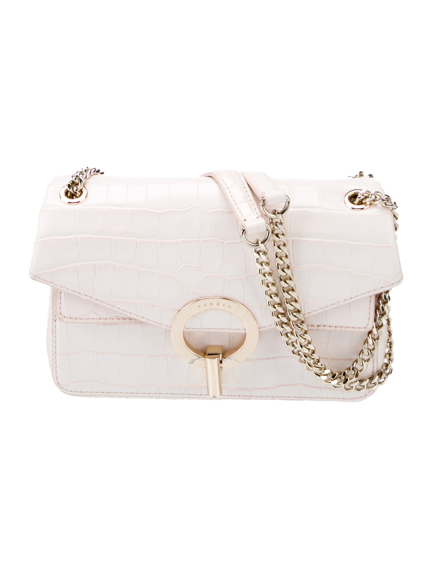 Sandro Leather Chain-Link Bag - White Shoulder Bags, Handbags ...