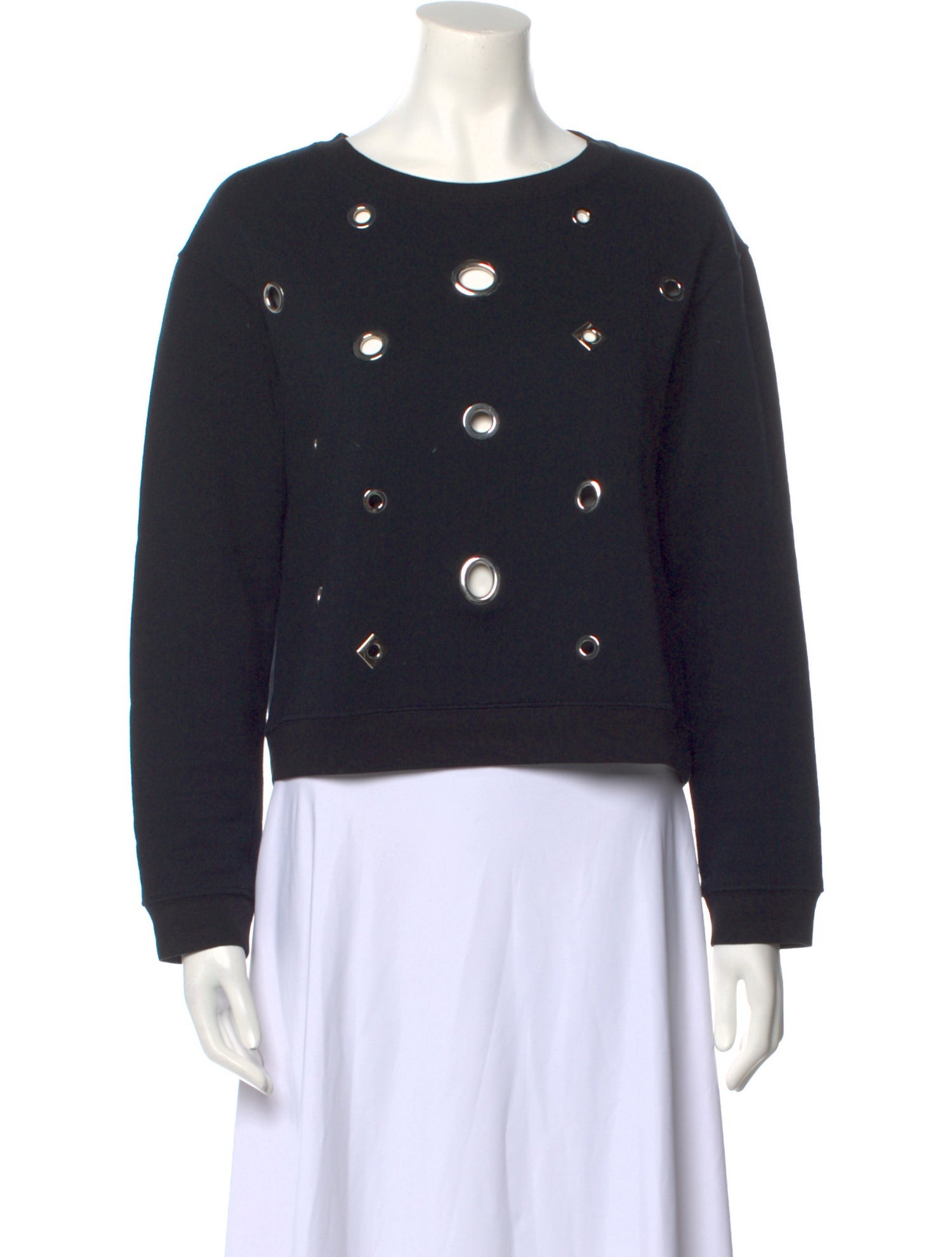 Sandro Crew Neck Long Sleeve Sweatshirt - Black Tops, Clothing ...