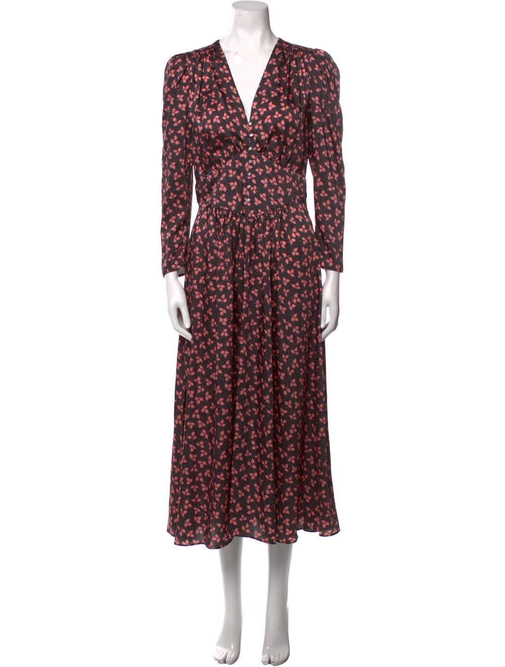 Sandro Dress Blue & Pink Floral Print Crystal Embelli… - Gem