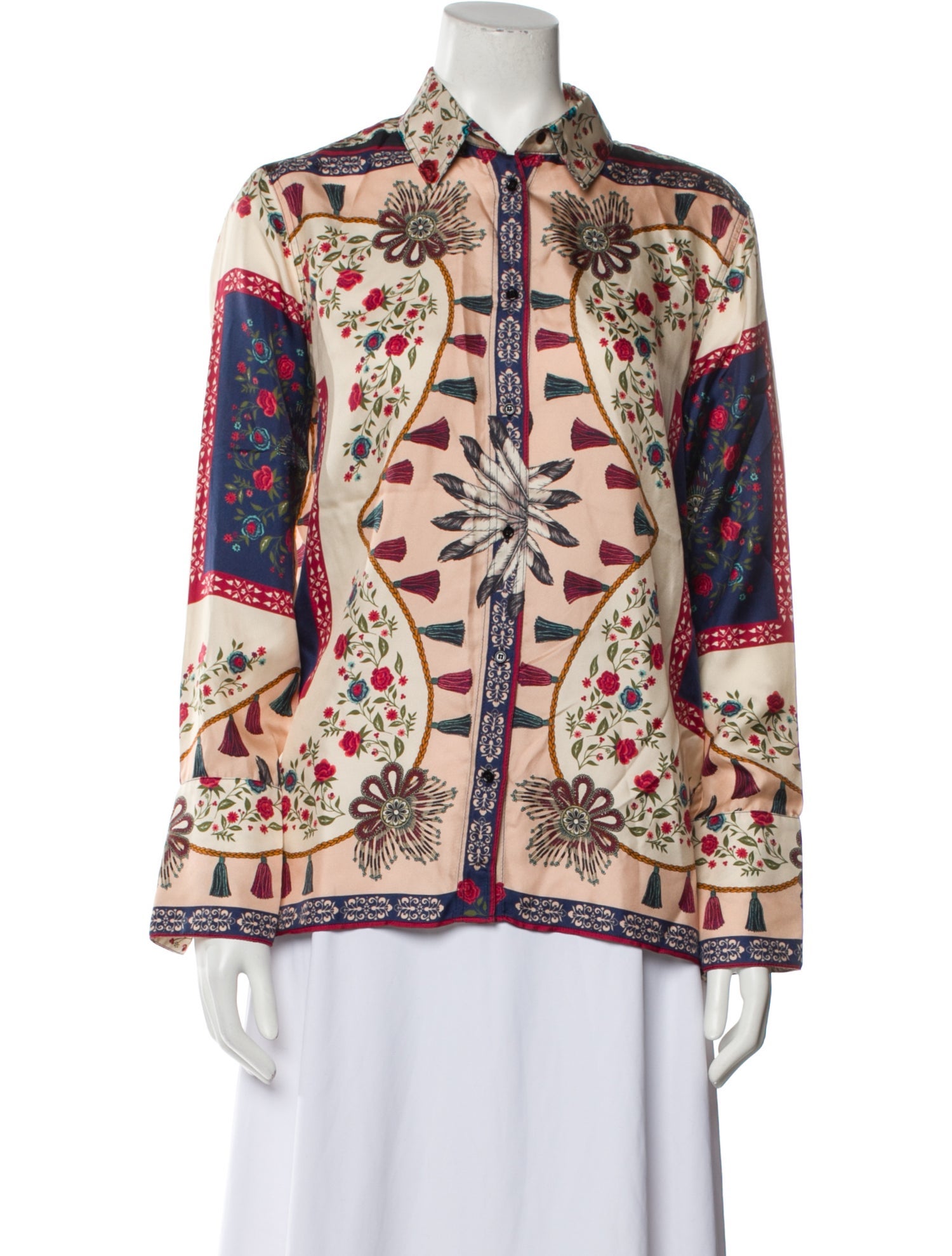 Sandro Silk Printed Button-Up Top - Neutrals Tops, Clothing - WS2179760 ...