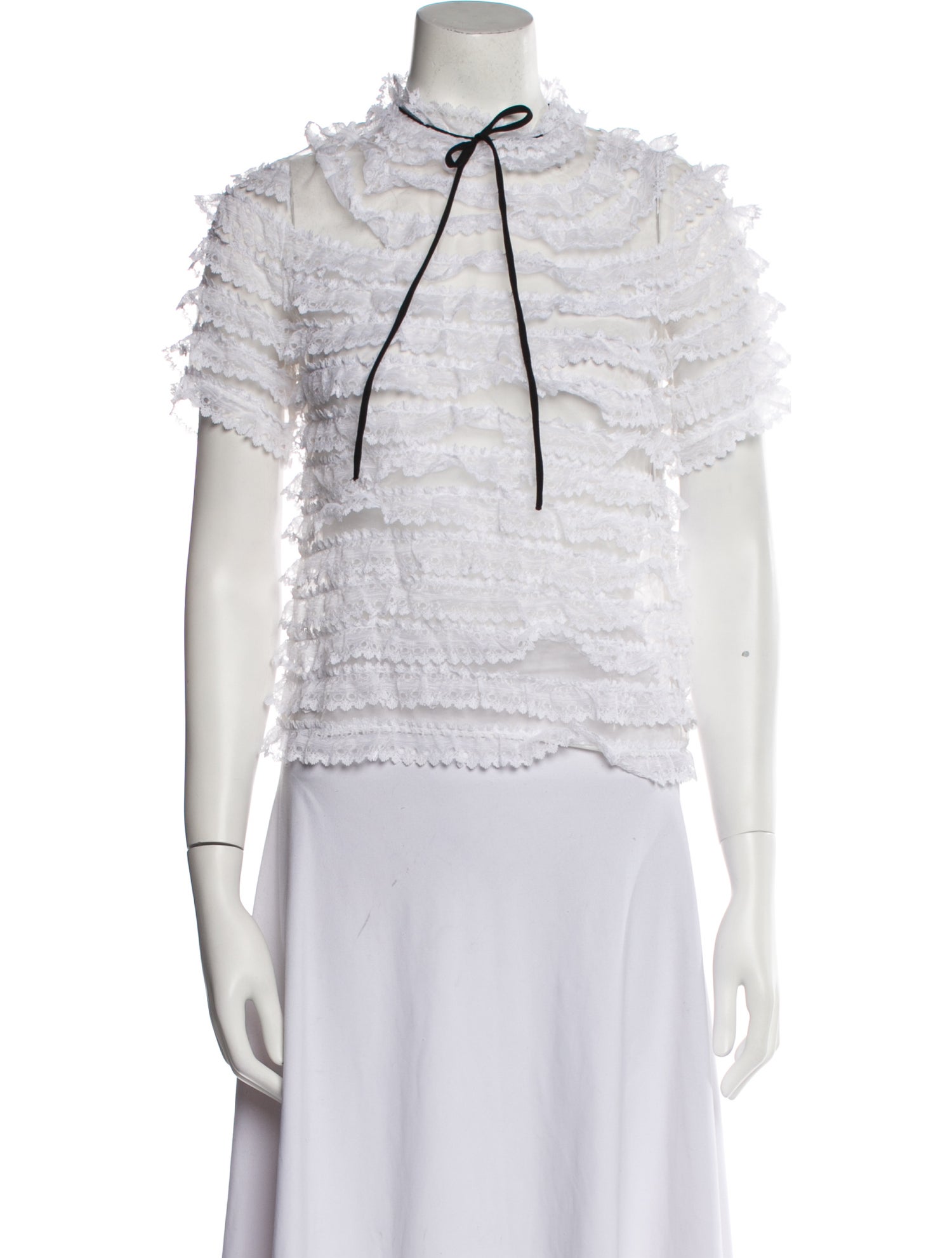 Sandro Silk Mock Neck Blouse - Neutrals Tops, Clothing - WS2180103 ...