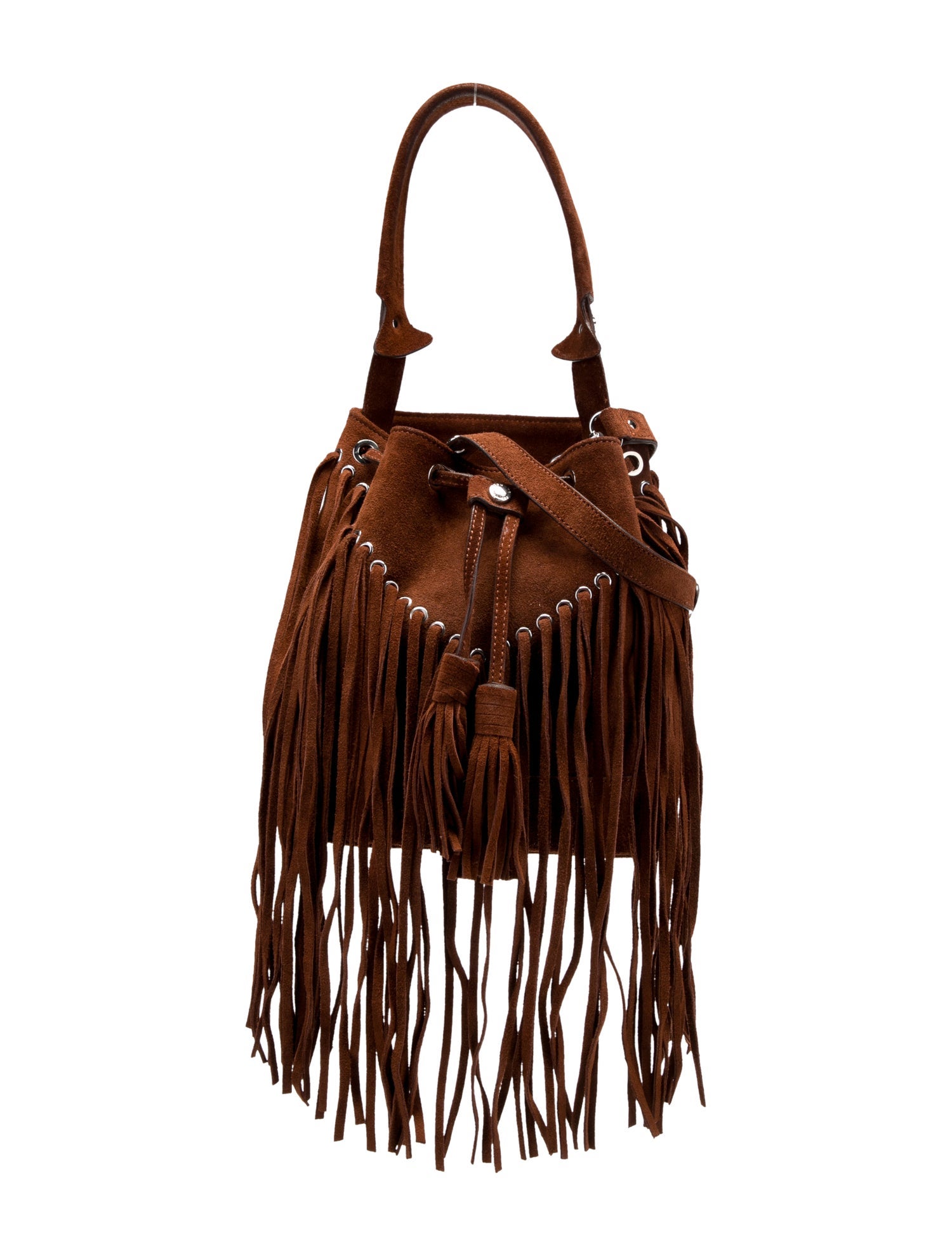 Sandro Suede Bucket Bag - Brown Bucket Bags, Handbags - WS2180606 | The ...