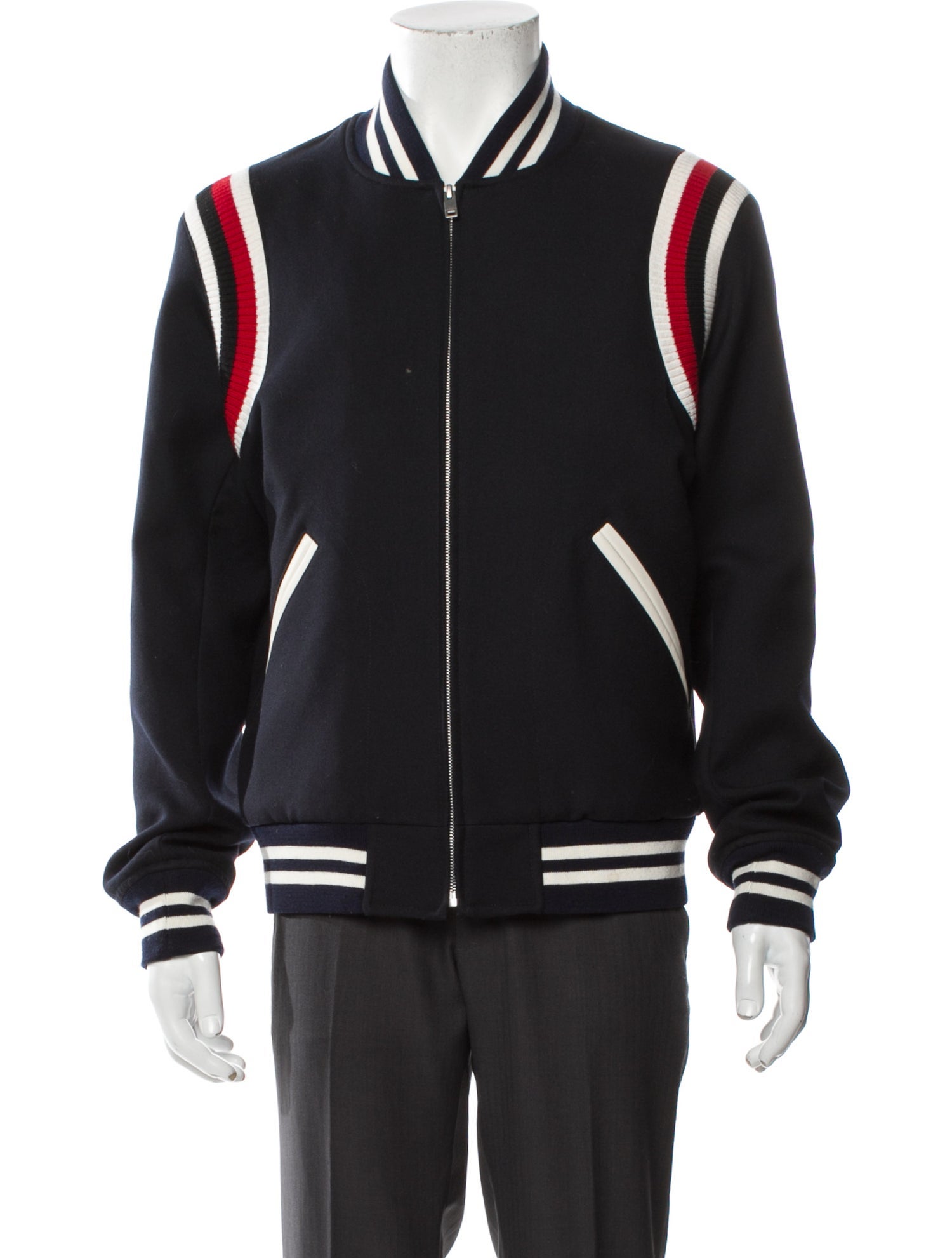 Sandro Striped Bomber Jacket - Blue Outerwear, Clothing - WS2183996 ...