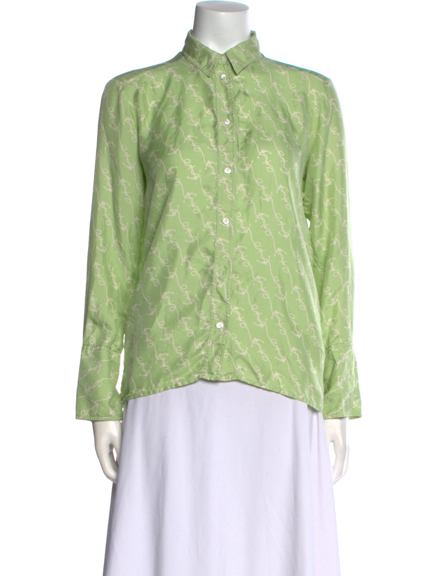 Sandro Silk Printed Button-Up Top - Green Tops, Clothing - WS2186506 ...