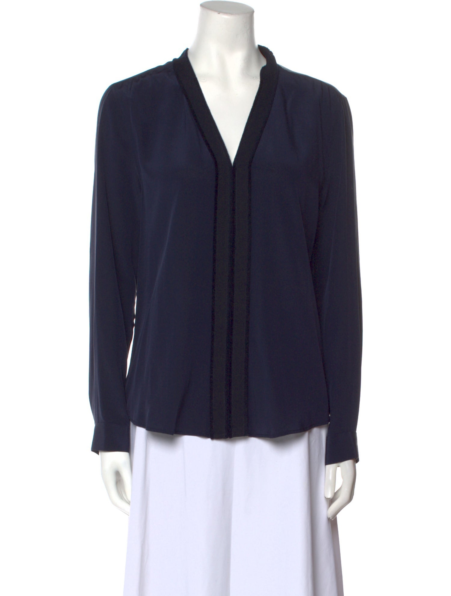 Sandro Silk V-Neck Blouse w/ Tags - Blue Tops, Clothing - WS2186627 ...