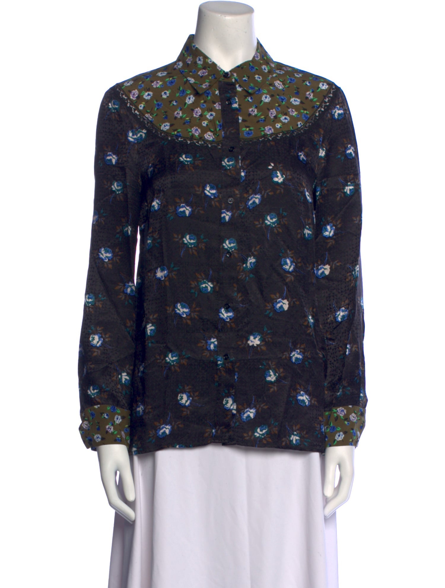 Sandro Silk Floral Print Blouse - Blue Tops, Clothing - WS2186769 | The ...