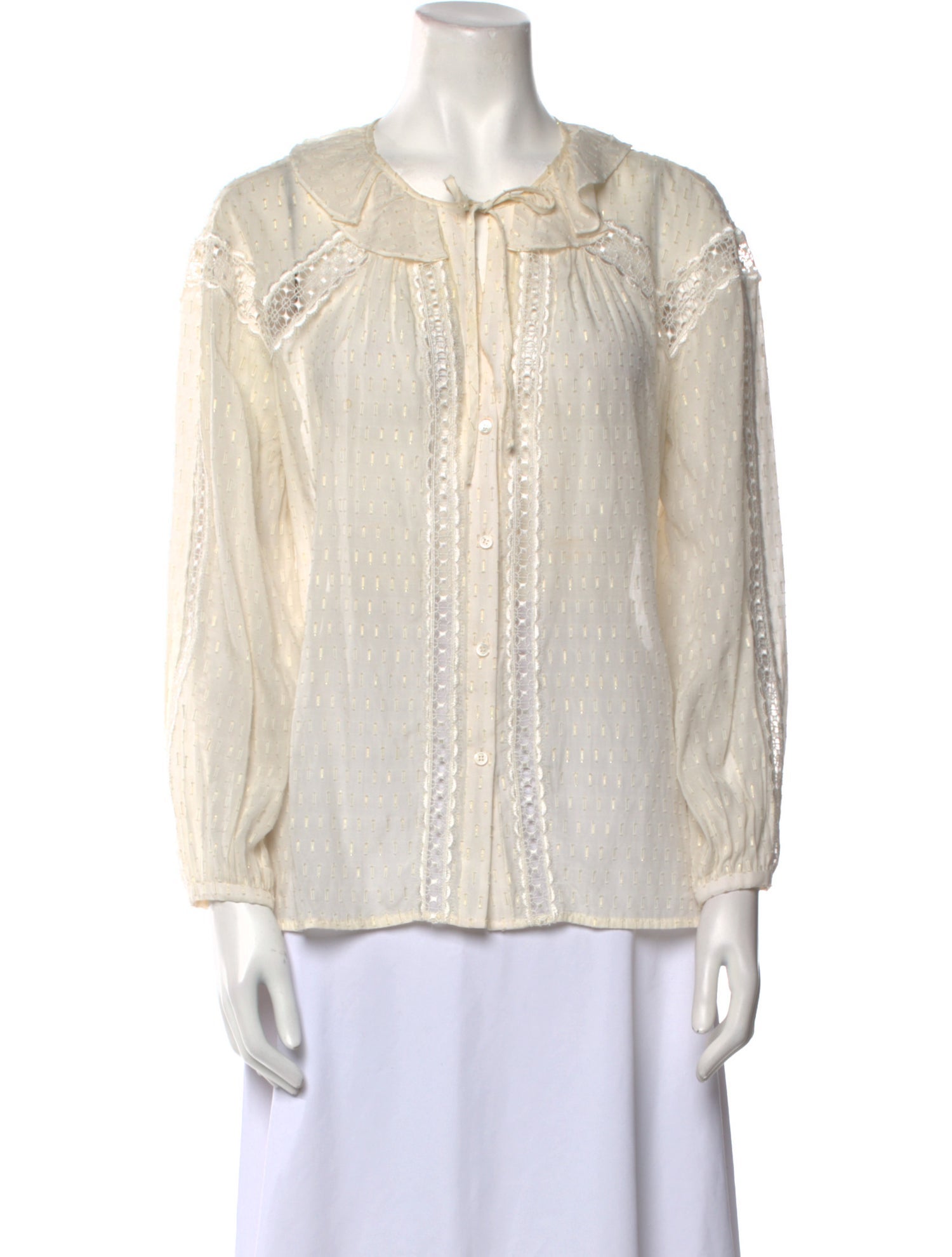 Sandro Silk Crew Neck Blouse - Metallic Tops, Clothing - WS2190159 ...