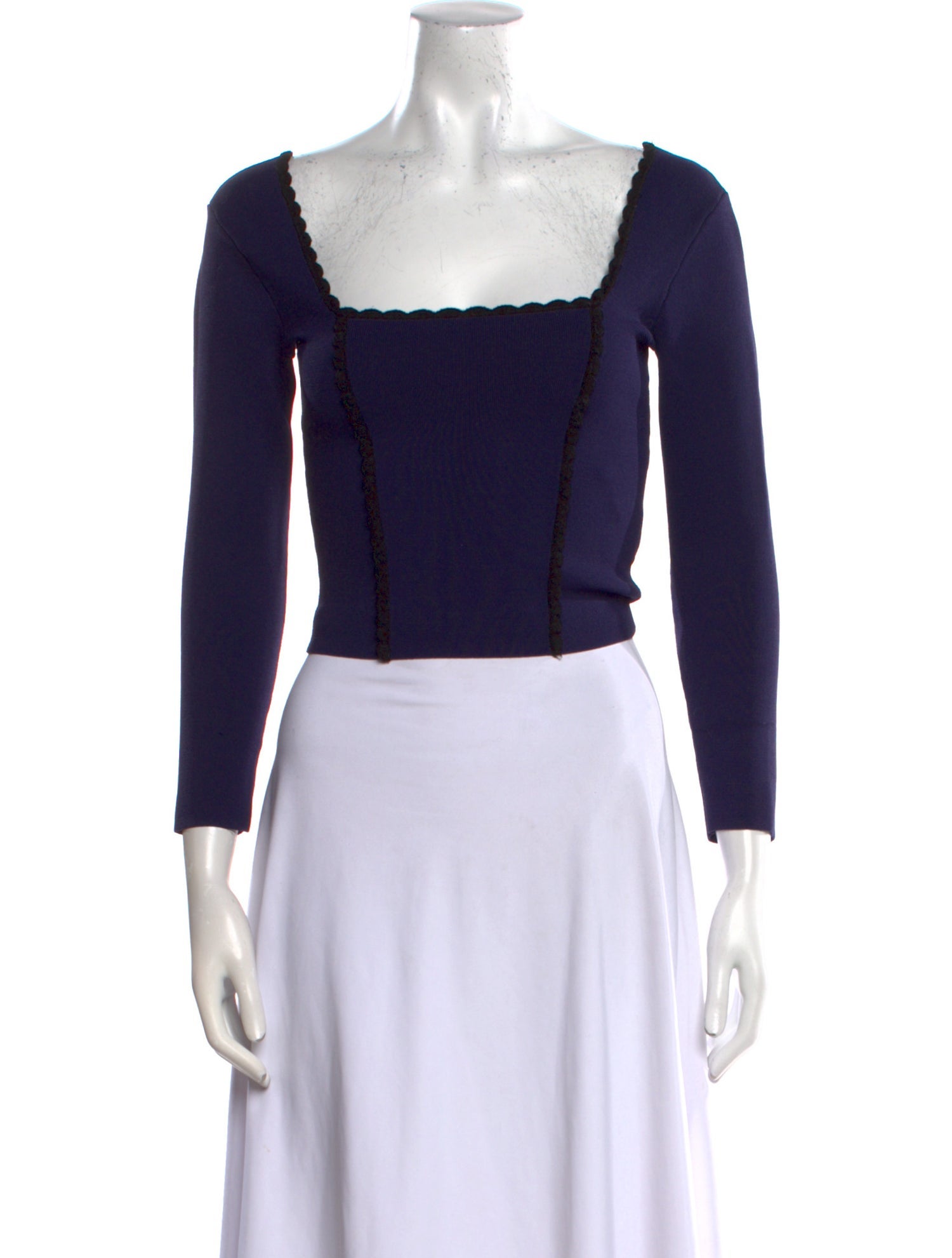 Sandro Square Neckline Three-Quarter Sleeve Crop Top - Blue Tops ...