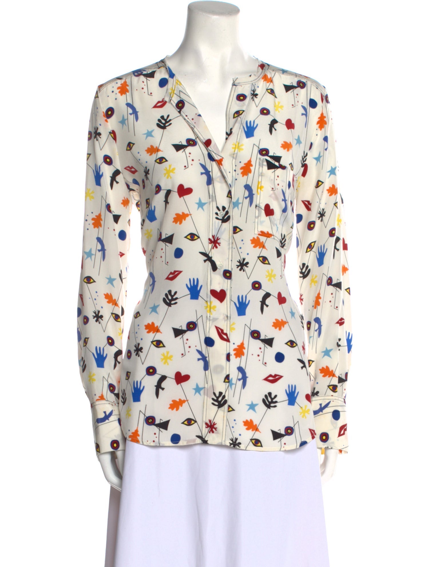 Sandro Silk Printed Blouse - Blue Tops, Clothing - WS2190504 | The RealReal