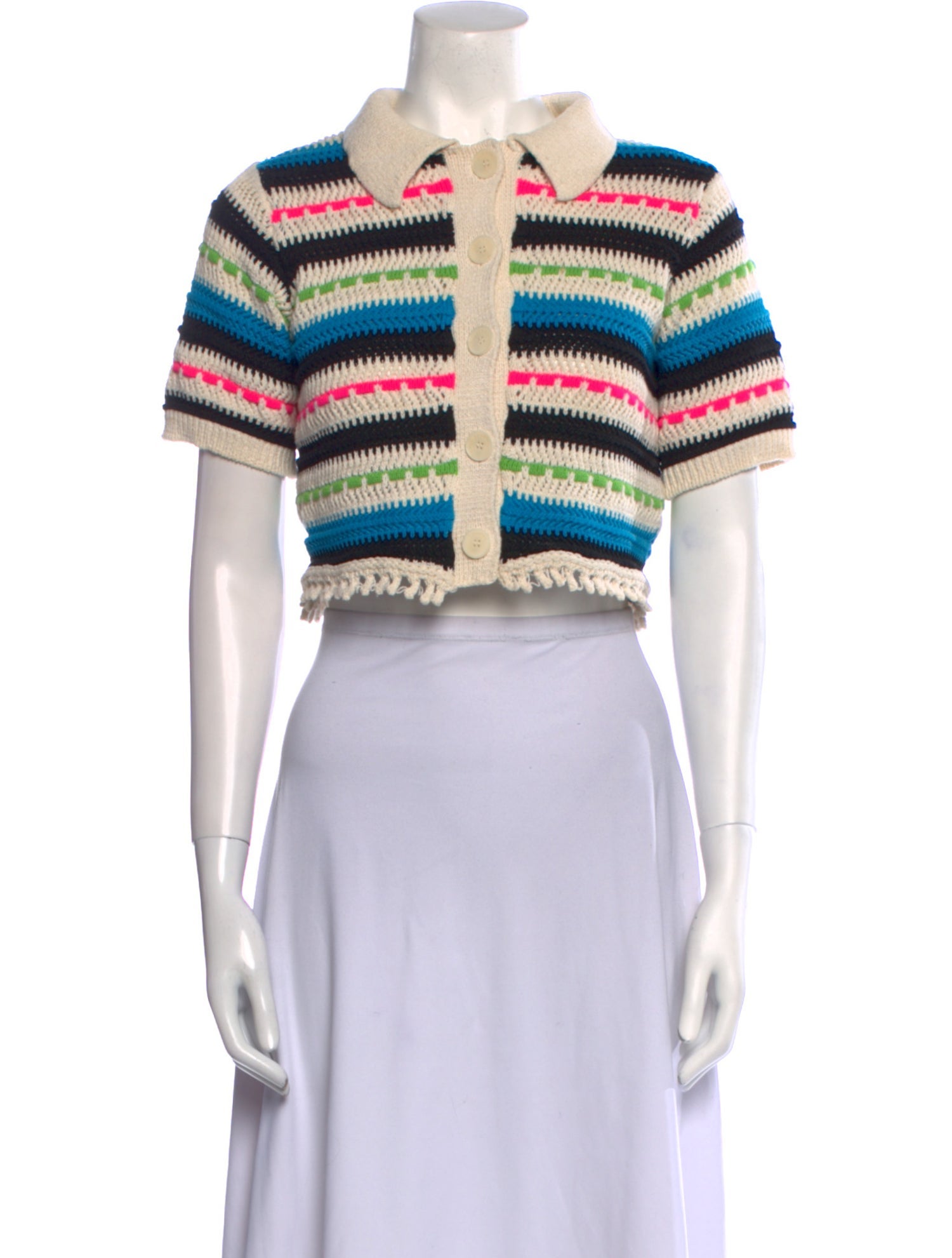 Sandro Striped V-Neck Crop Top - Neutrals Tops, Clothing - WS2191035 ...