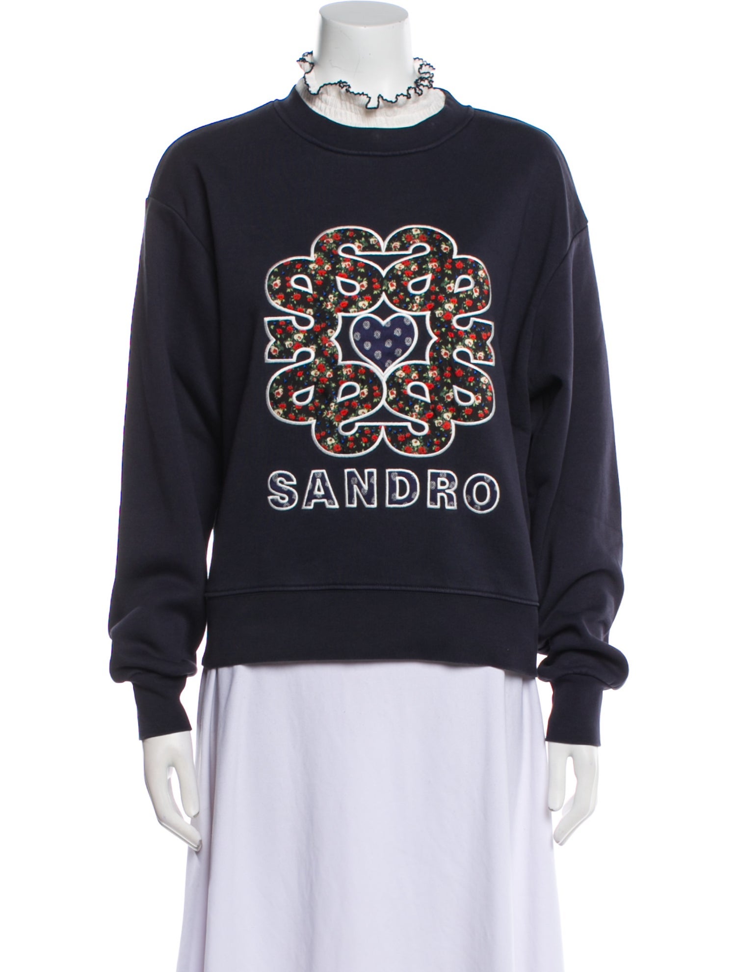 Sandro Graphic Print Mock Neck Sweatshirt - Blue Tops, Clothing ...