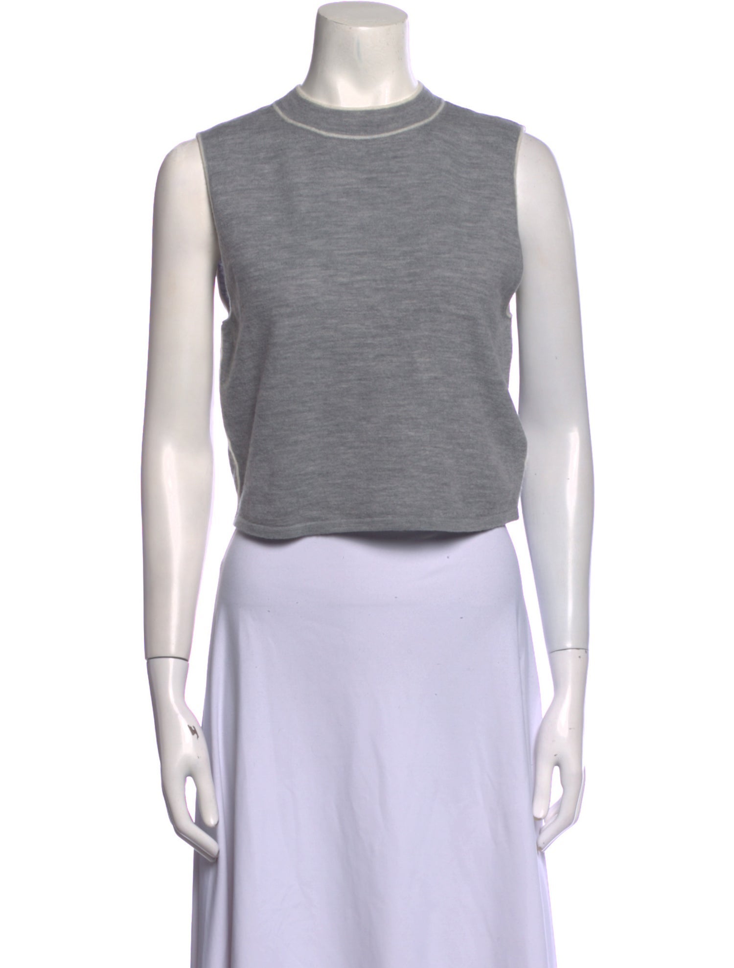 Sandro Wool Mock Neck Crop Top - Grey Tops, Clothing - WS2191556 | The ...