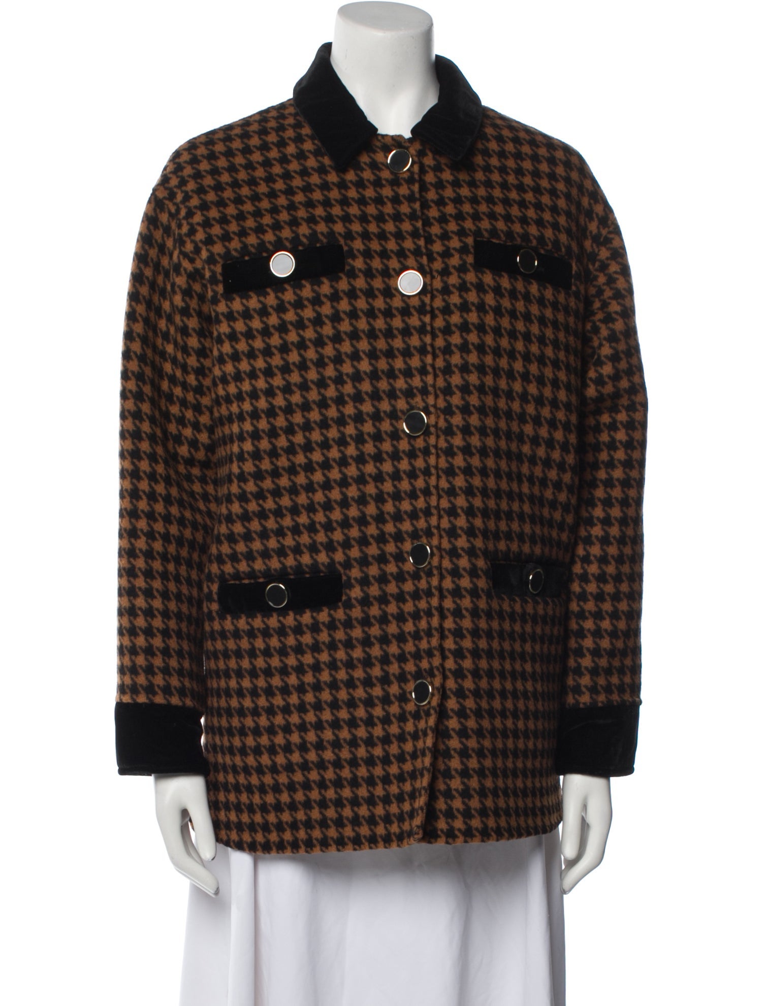 Sandro Houndstooth Print Utility Jacket - Neutrals Jackets, Clothing - WS2193356 | The RealReal