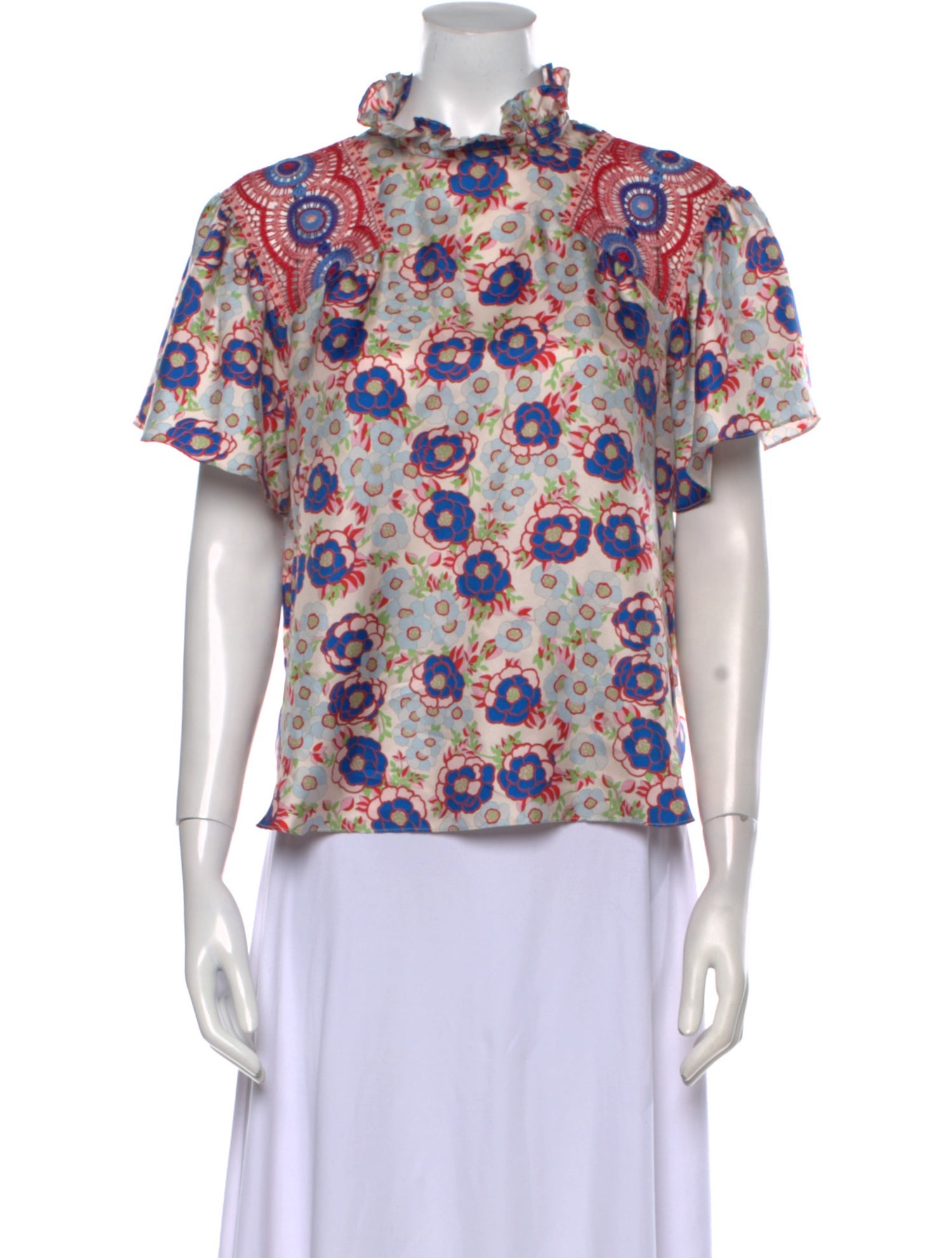 Sandro Silk Printed Blouse - Blue Tops, Clothing - WS2193579 | The RealReal